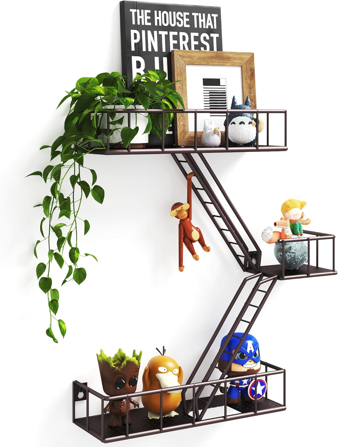Amazon.com: Fire Escape Wall Shelf with Baskets, 3-Tier Metal Fire ...