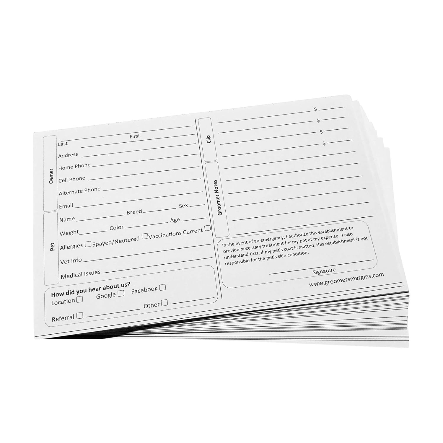 Pet, Dog, Cat Grooming Customer Clip Cards (100 Pack Thick 8 X 5 inch ...
