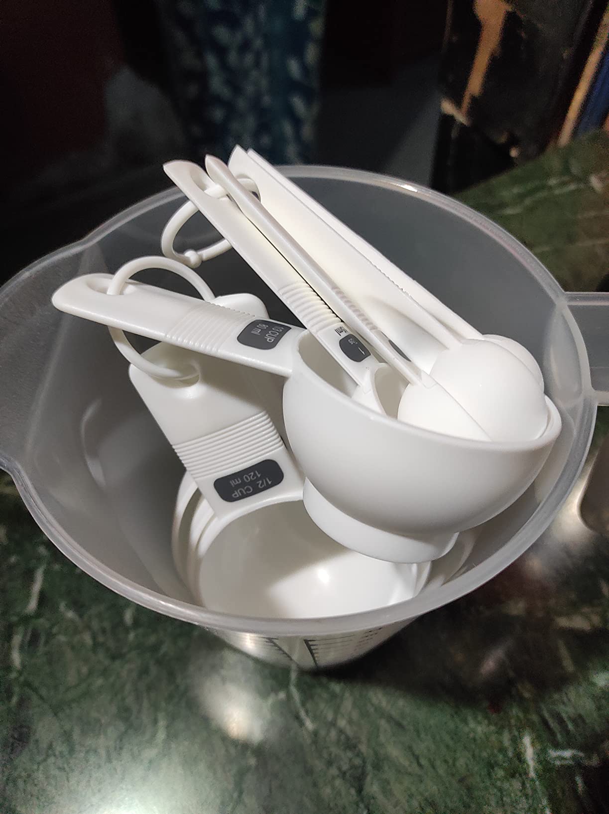 Buy Amazon Brand - Solimo Measuring Set, Set of 9, White (Plastic ...