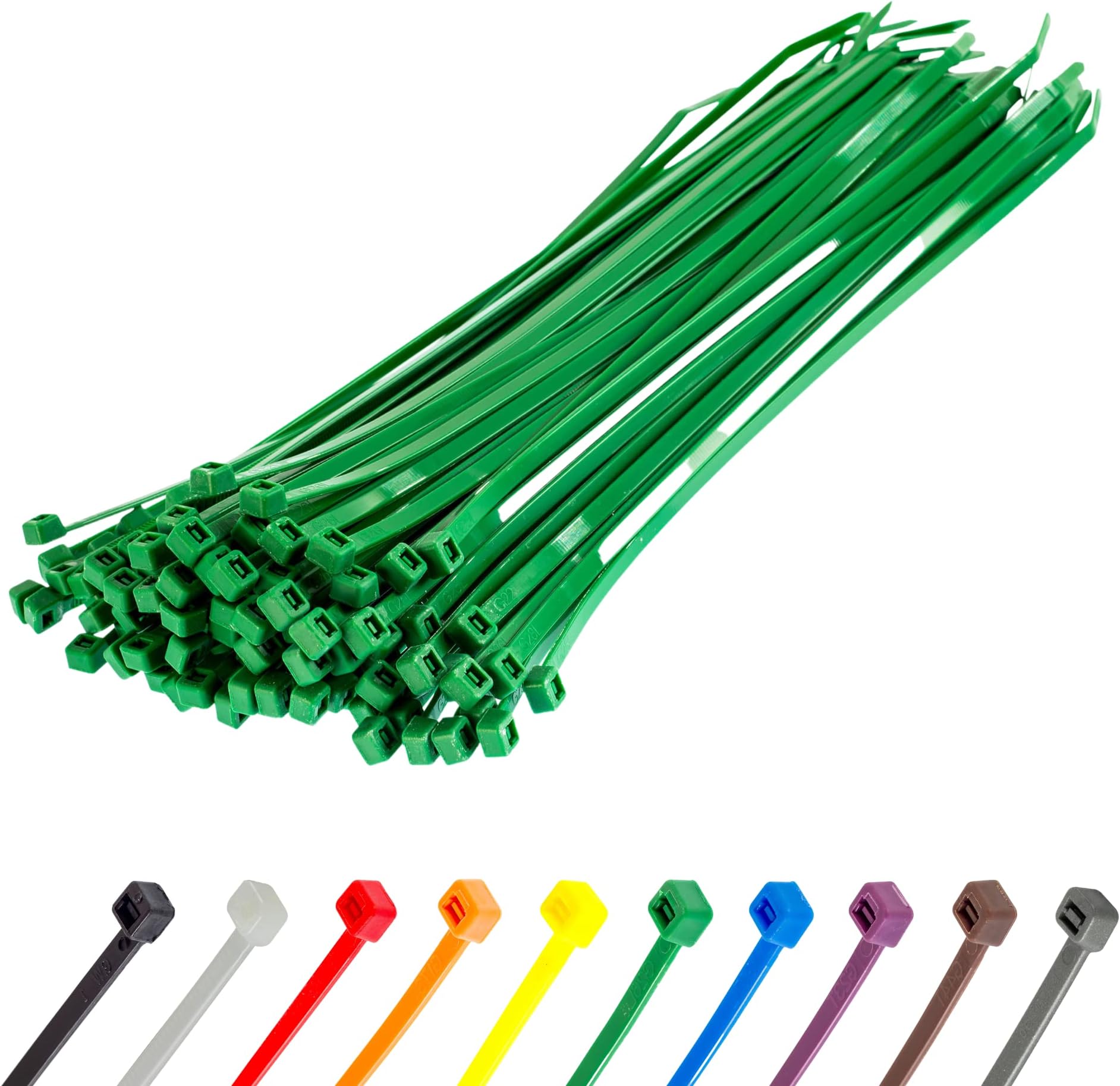 Lot de 200 serre-câbles - 100 x 2,5 mm - Vert - Pour filet d'ombrage ...