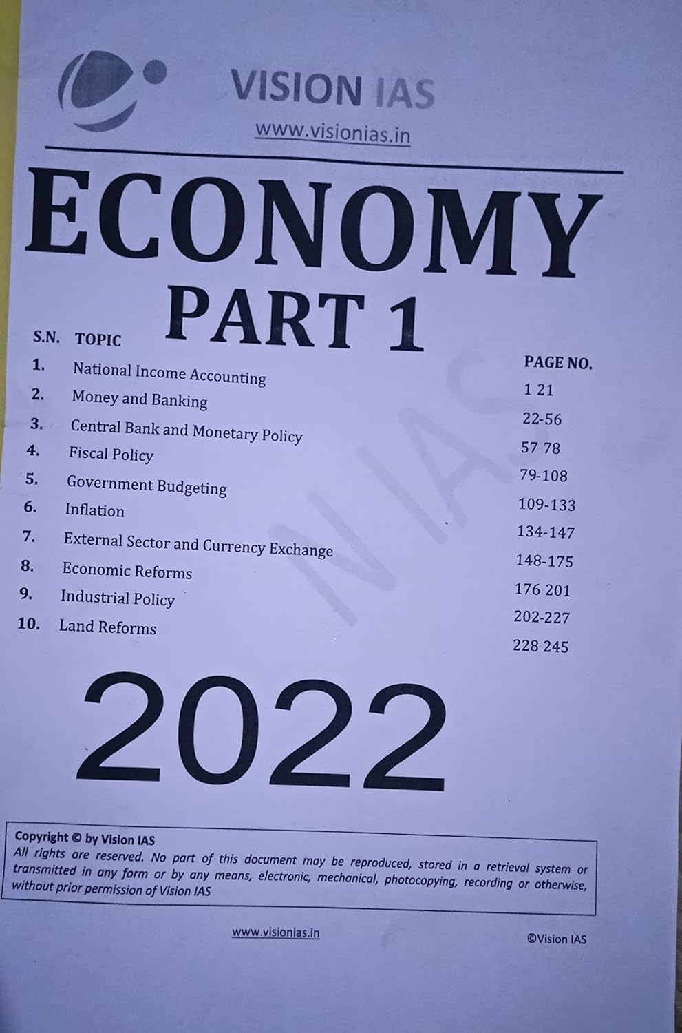 Buy (VISION IAS) ECONOMY NOTES part-1 for upsc 2021 | {photocopy type ...