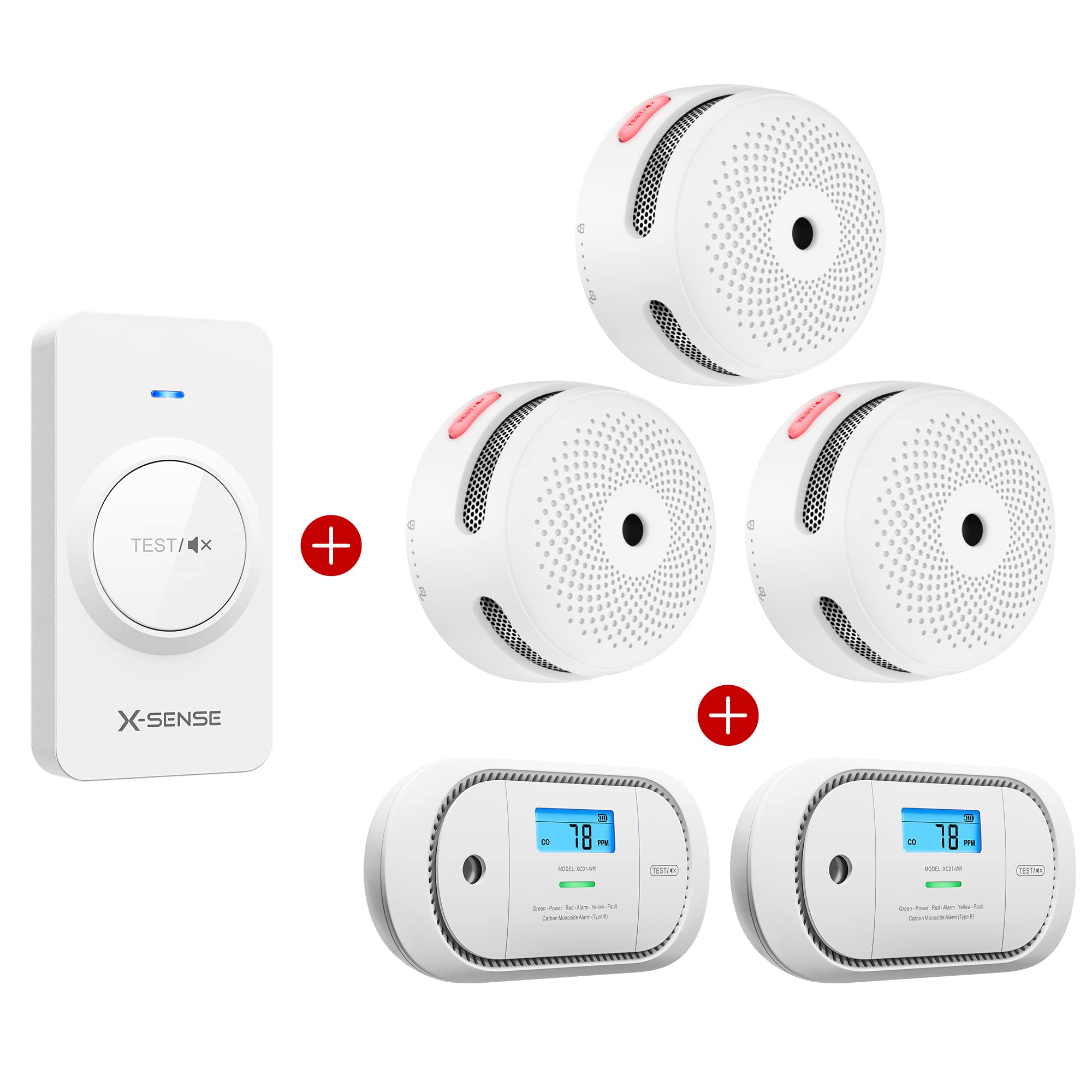 X-Sense Wireless Interconnected Smoke Detector Fire Alarm XS01-WR (3 ...