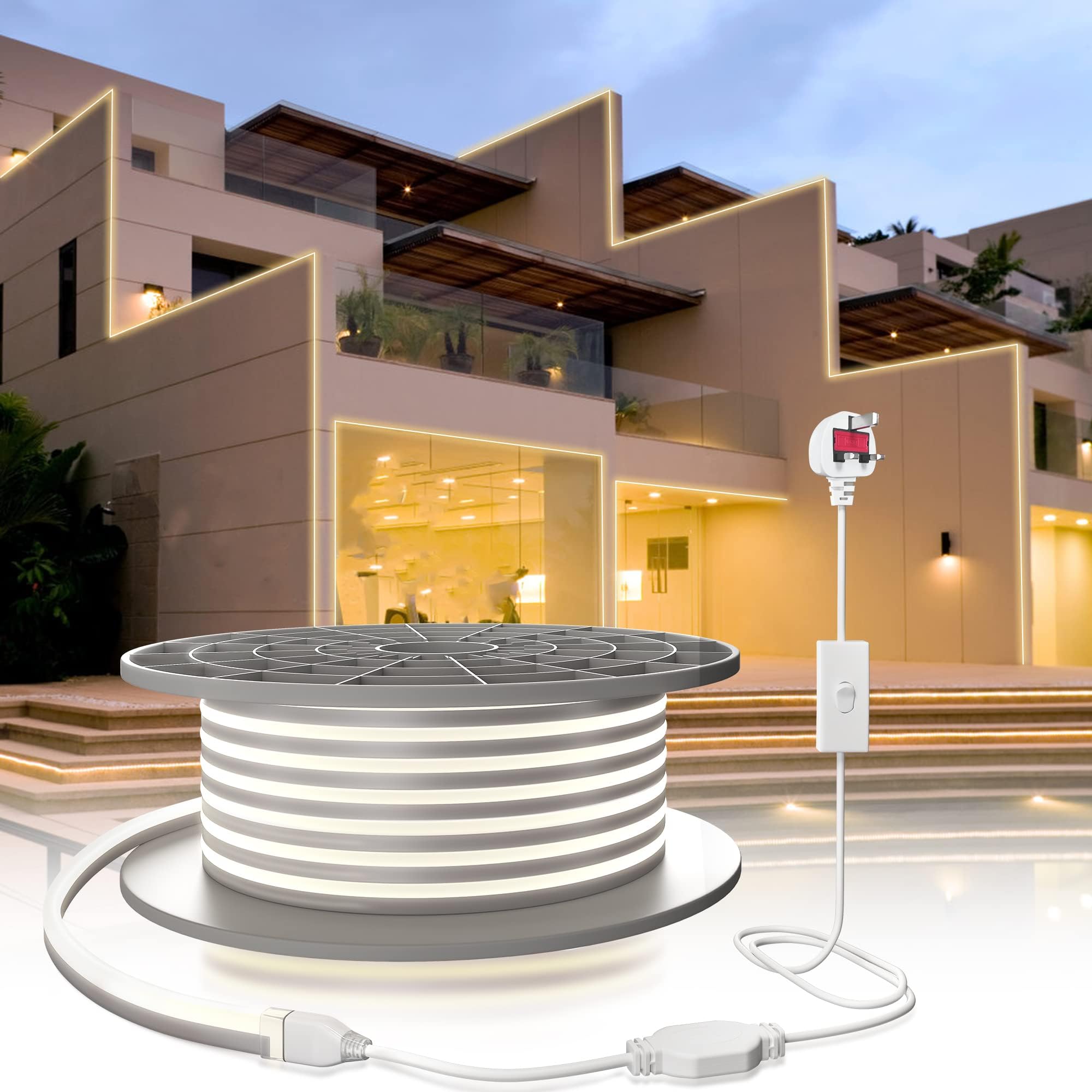 YOODI Neon LED Strip Lights 10M, 220-240V 120LED/M White Light LED ...