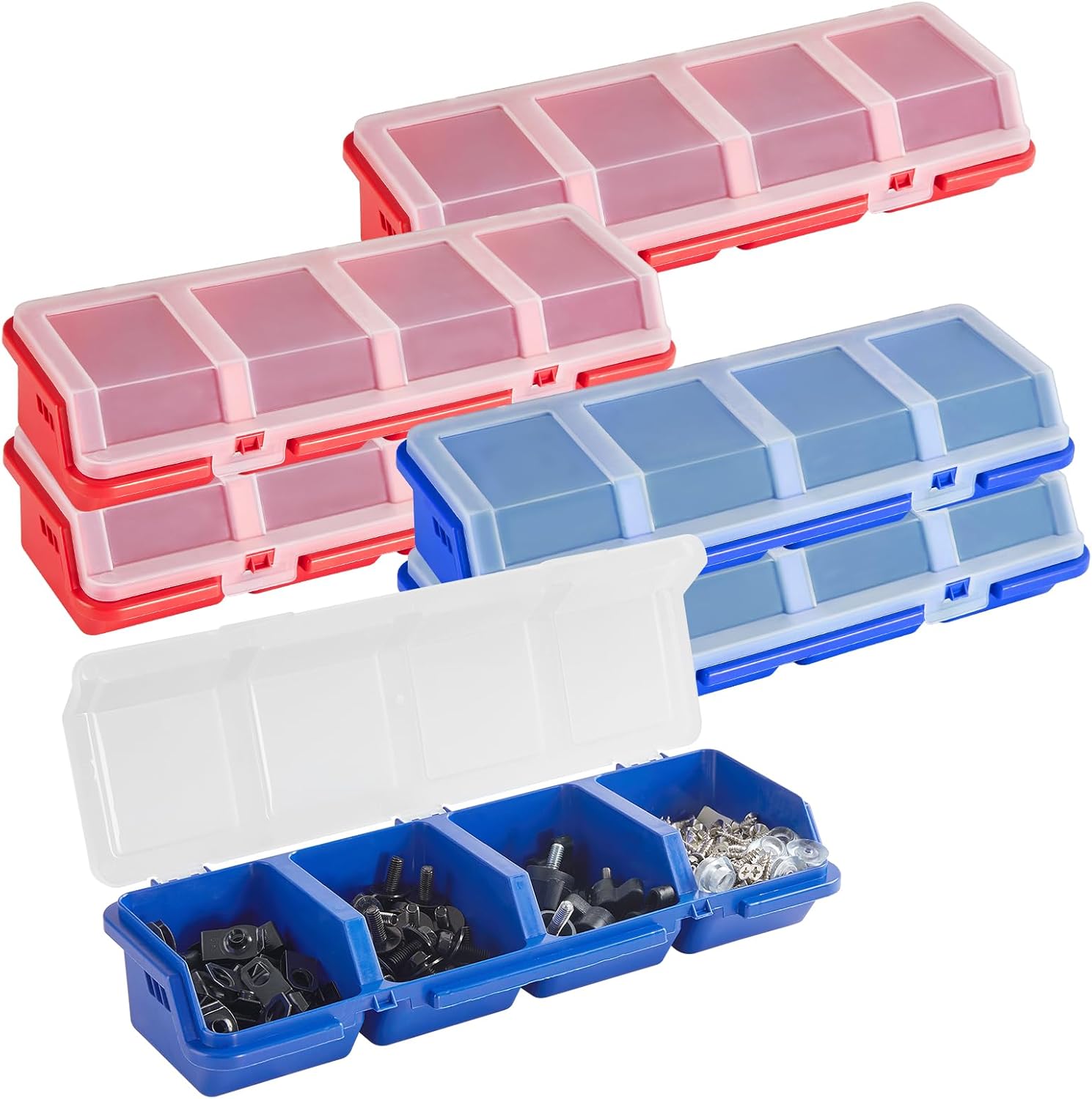 Syphotmm 6 Pack Screw Organizer Box with Lids Plastic Hardware ...