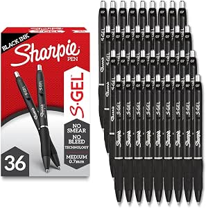 Amazon.com: SHARPIE S-Gel Pens Black Medium Point 0.7mm | No Smear No ...