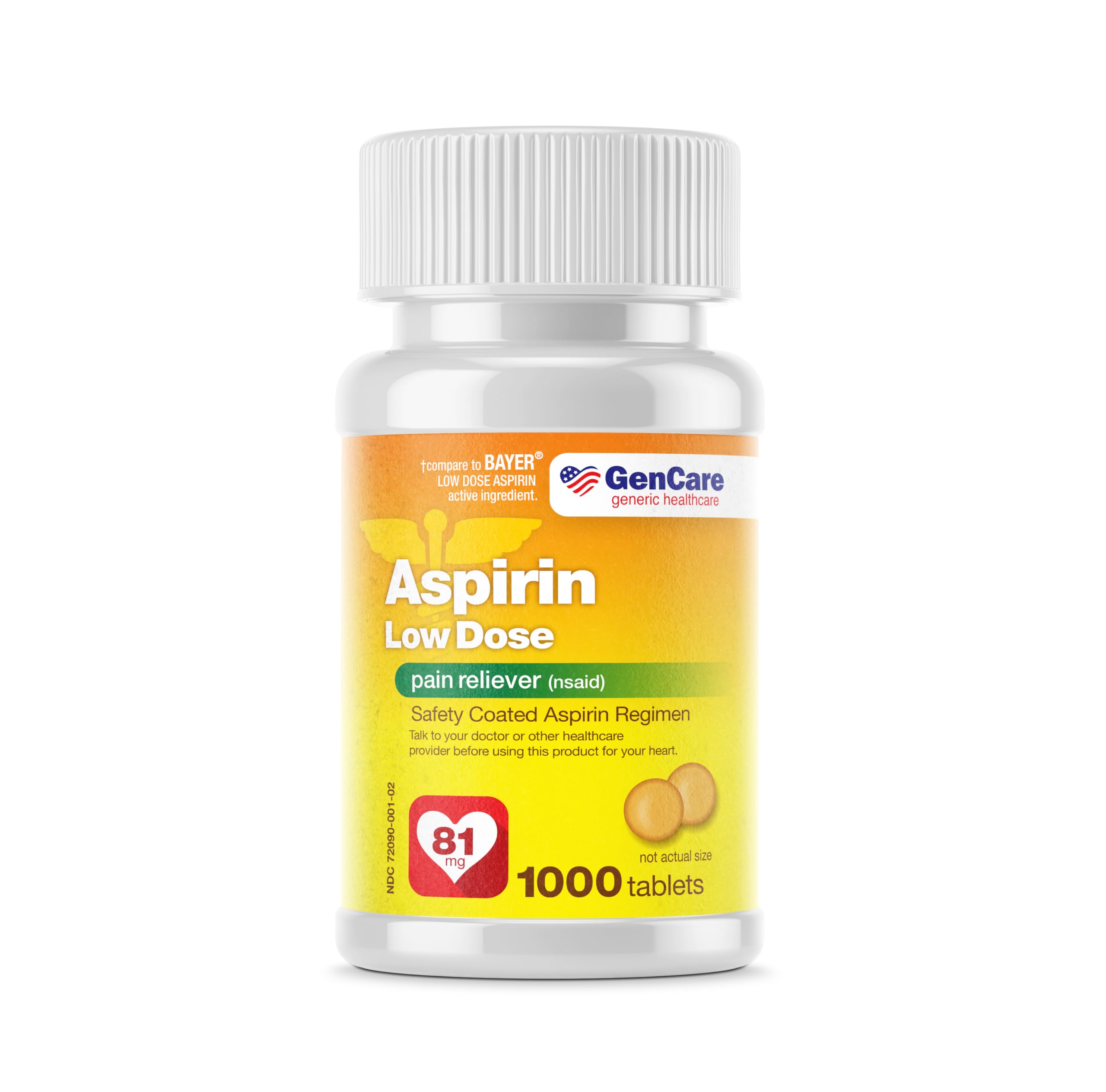 Amazon.com: GenCare - Low Dose Aspirin 81mg for Adults Coated (NSAID ...