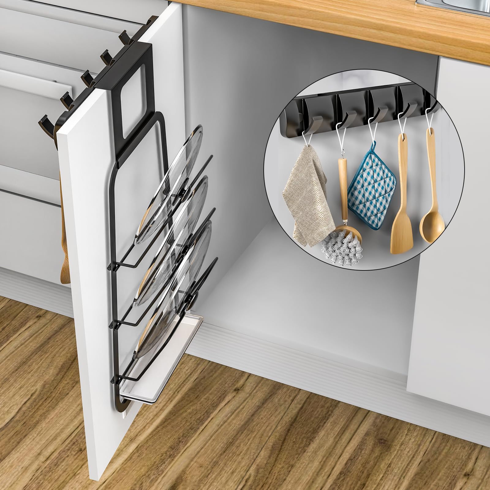 Amazon.com - Semetall 1Pack Cabinet Pot Lid Organizer,Door Mounted Pot ...