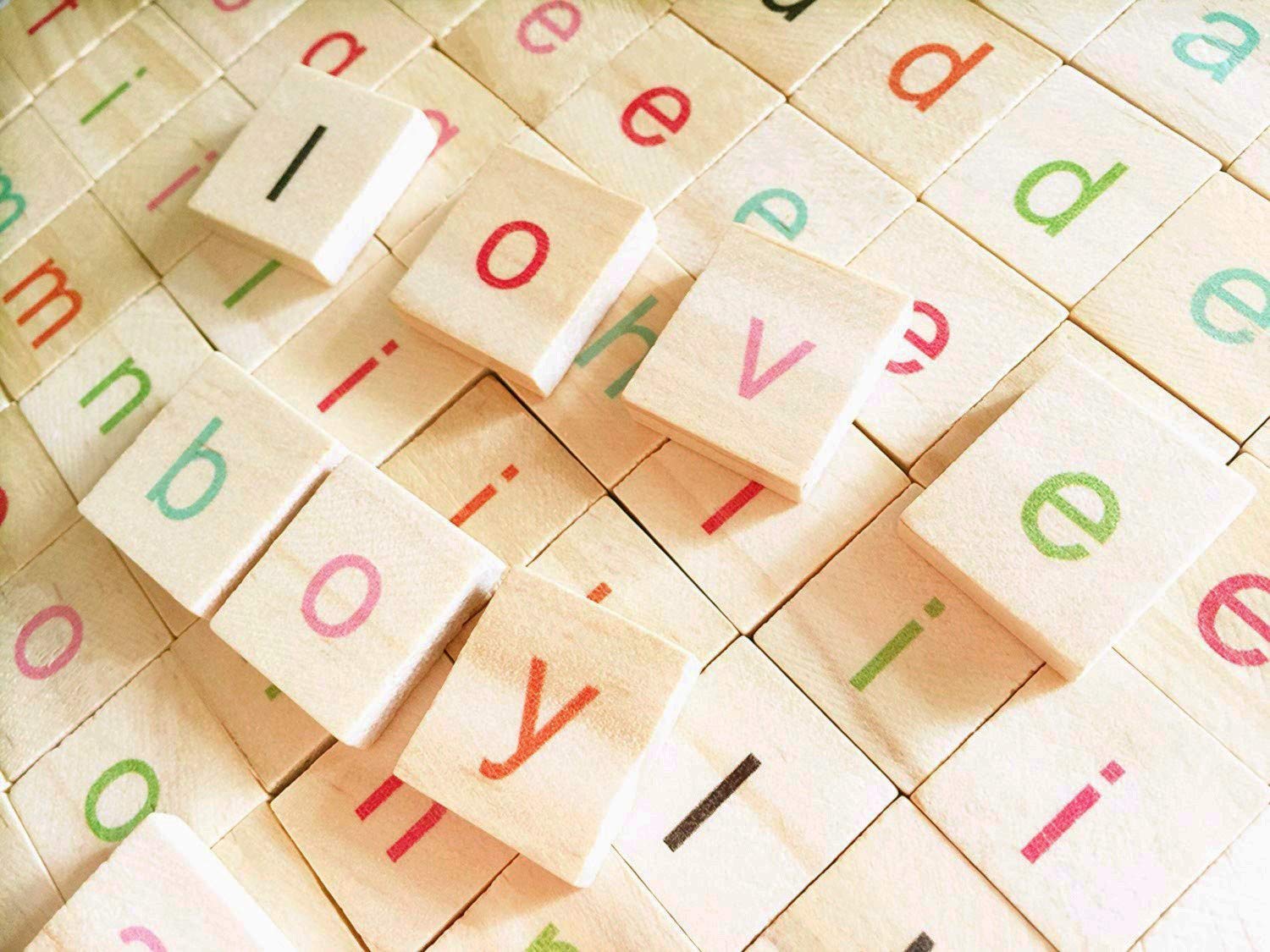 Amazon.com: Abbaoww 200 Pcs Colored Scrabble Tiles Wood Letter Tiles ...