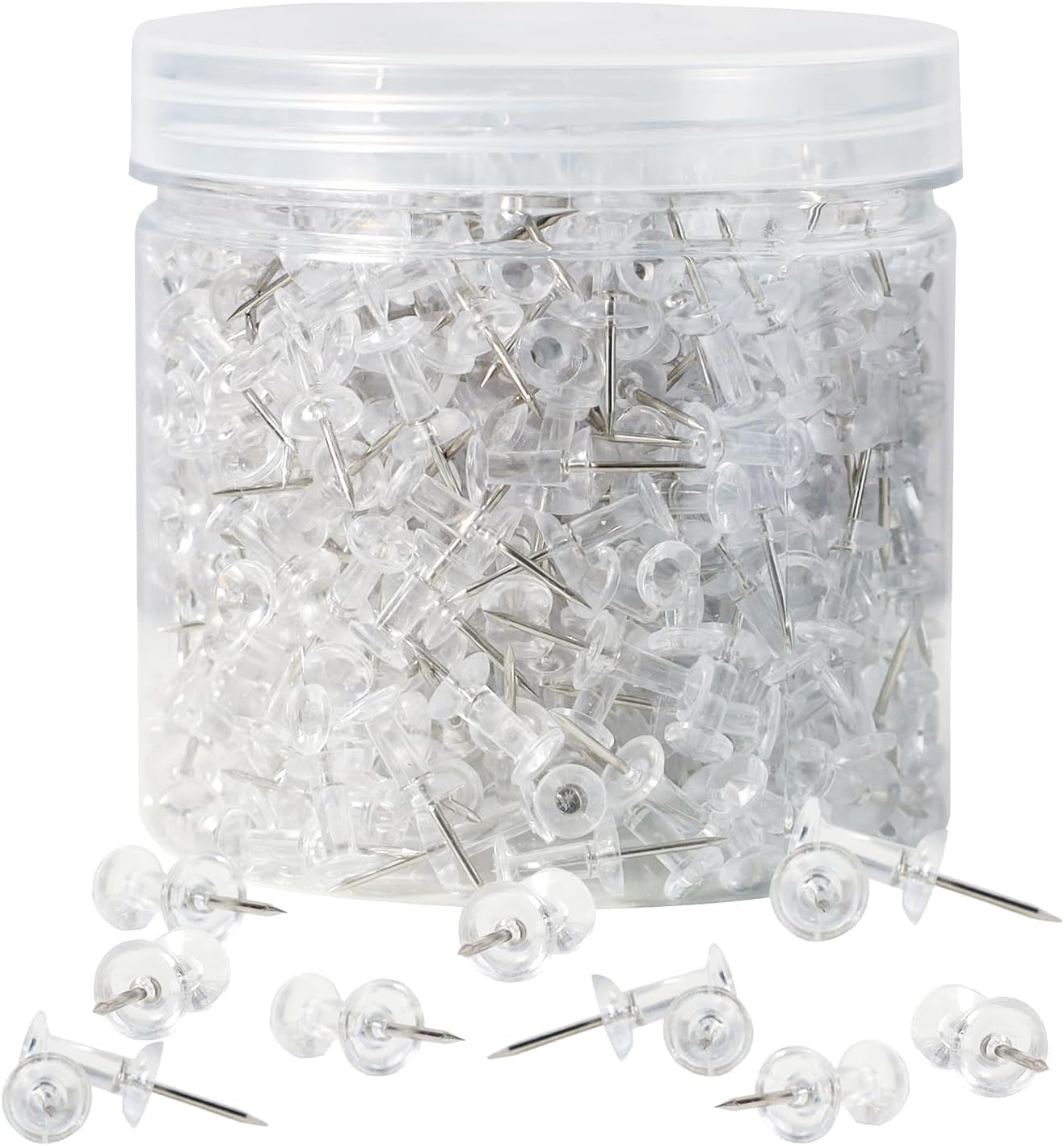 Amazon Basics Push Pins, Clear Plastic Head, Steel Point, 200-Count ...