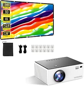 Amazon.com: 1080P Smart Projector with 120 inch Screen, TOWOND Mini ...