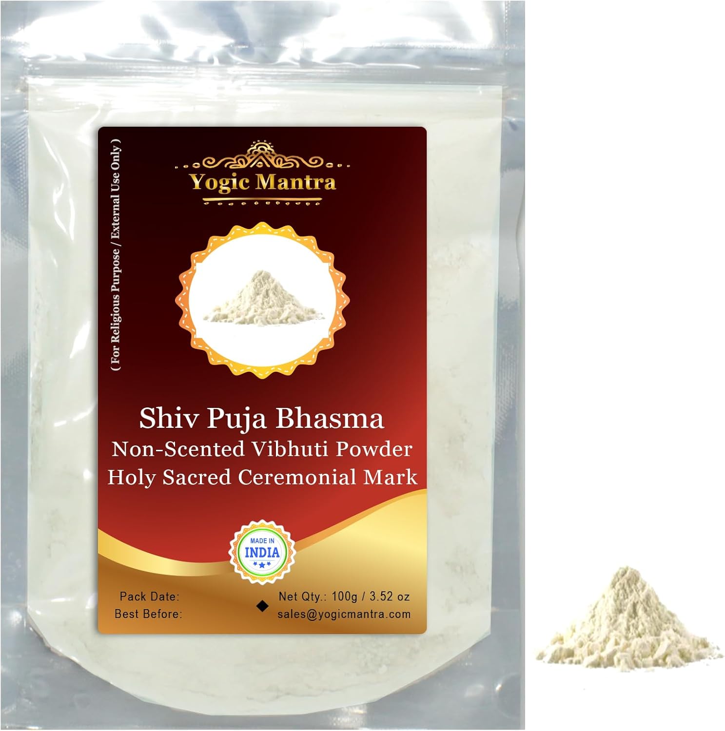 Amazon.com: Yogic Mantra Shiva Vibhuti Bhasma Holy Ash Powder (Uncented ...