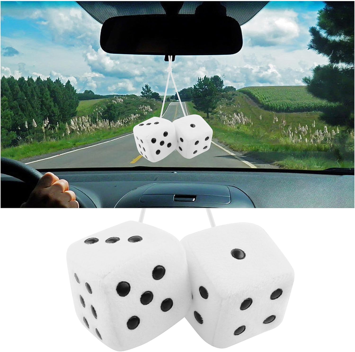 Amazon.com: Stylish Fuzzy Dice for Car Hanging Ornament,Funny Plush ...