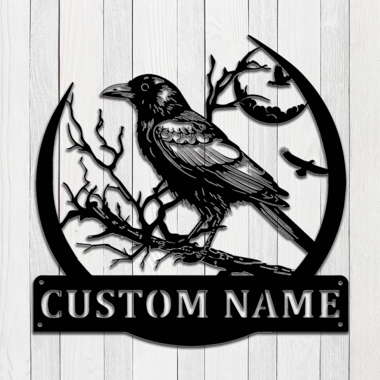Amazon.com : Custom Raven Metal Wall Sign - Personalized Raven Metal ...
