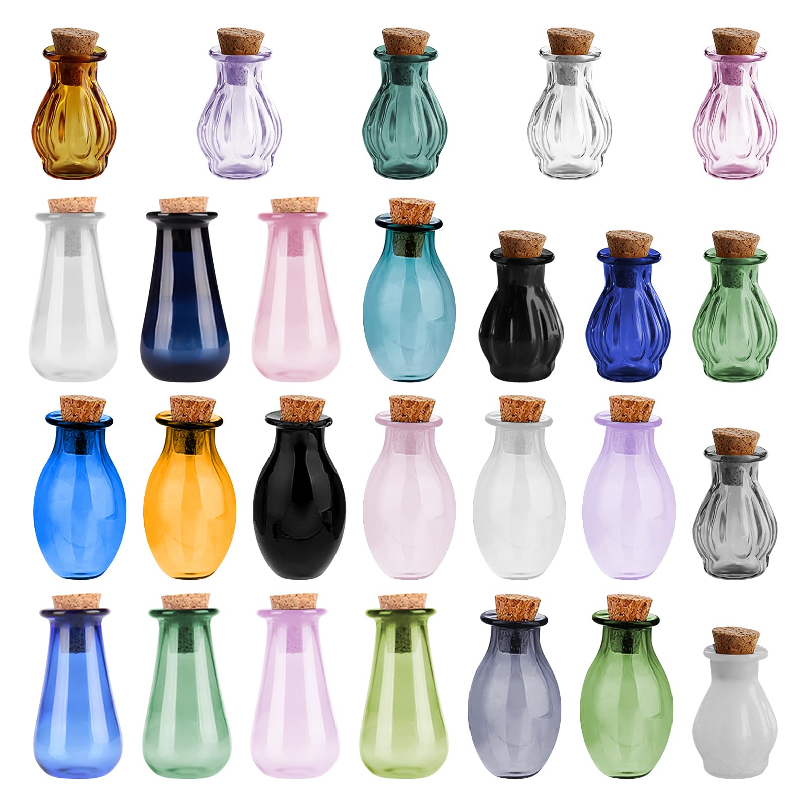 Amazon.com: Yuqutum 26 Pcs Colored Tiny Spell Jars, Mini Glass Bottles ...
