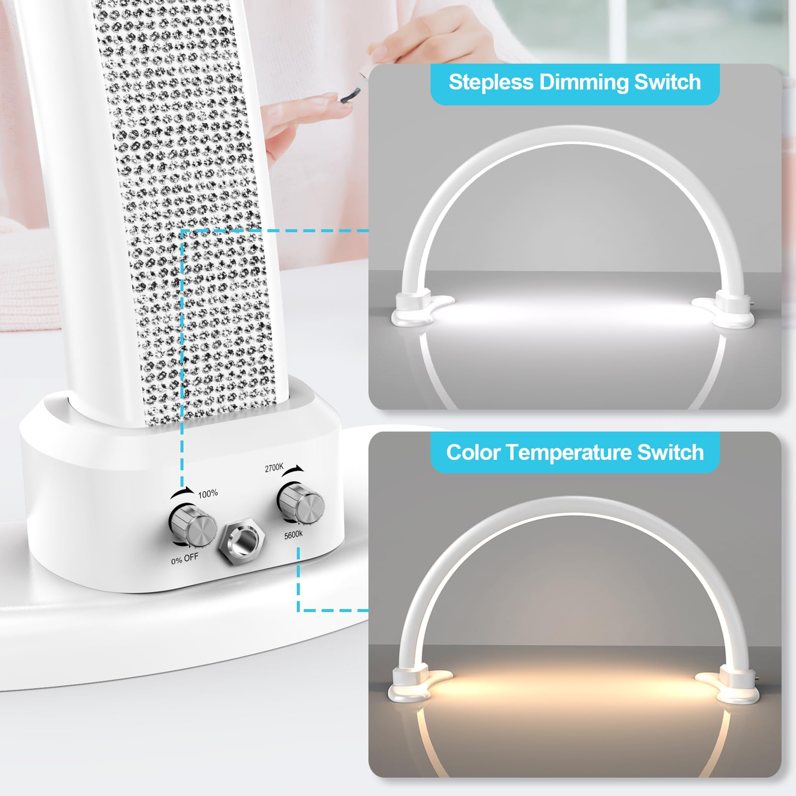 Large Half Moon LED Light for Table Nail Desk Lamp, Upgrade Arch Light ...