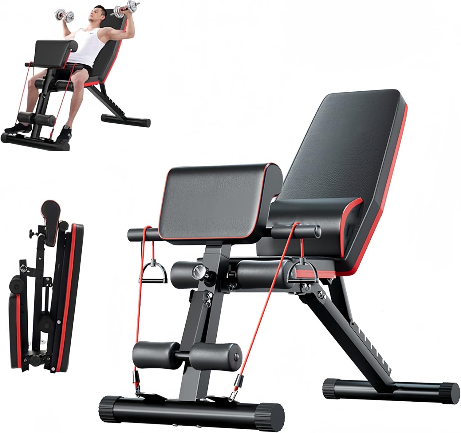 FINYQBET Banco para Ejercicio Multifuncional Ajustable y Plegable, Banco Multifuncional Gym ...