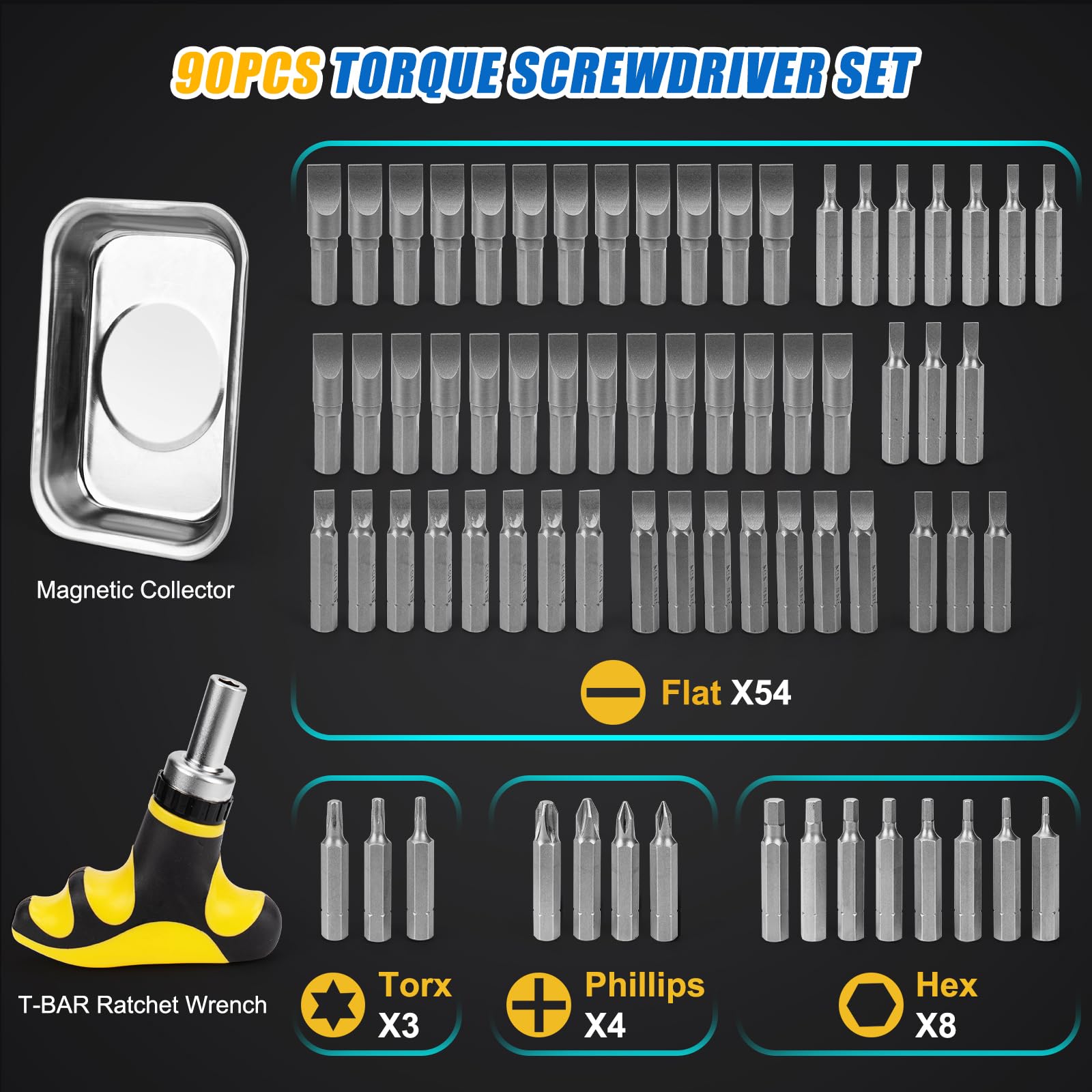 Snapklik.com : YIYEIE 90Pcs Master Torque Screwdriver Set, 10-70 IN.LB ...