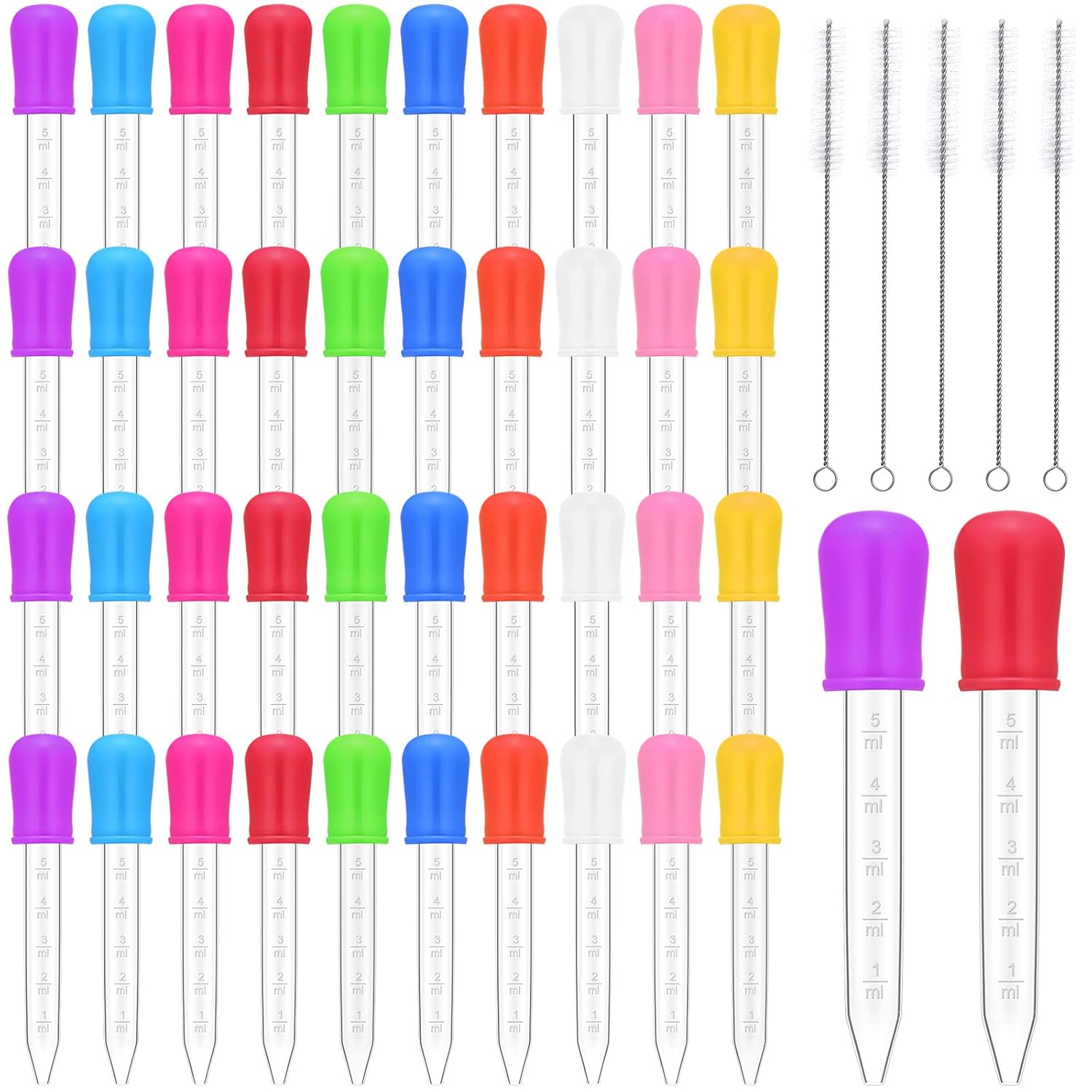 Amazon.com: Potchen 50 Pieces Liquid Droppers for Kids, 5ml Silicone ...