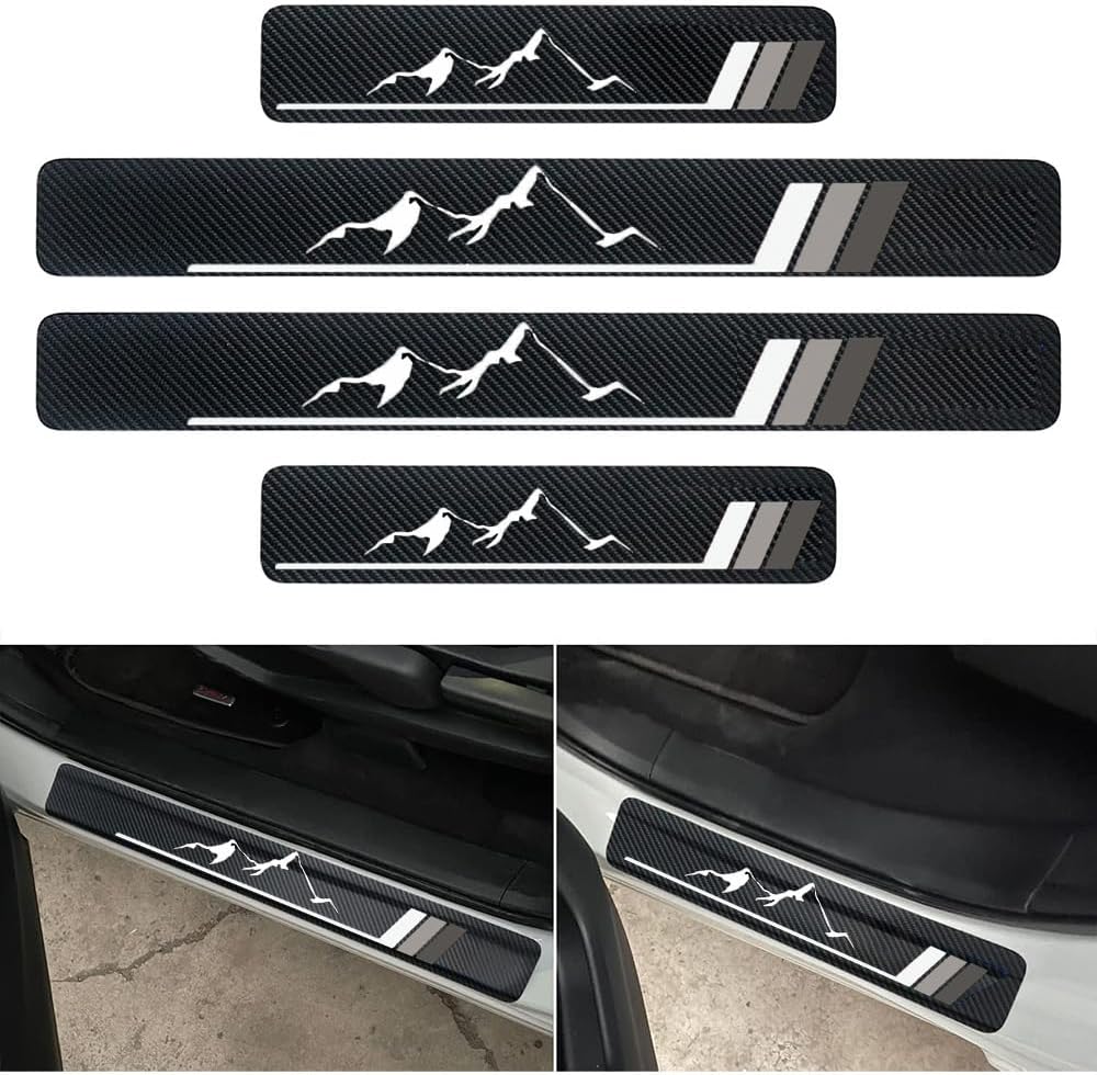 Amazon.com: 4Pcs Front/Rear Carbon Fiber Car Door Sill Protector Door ...