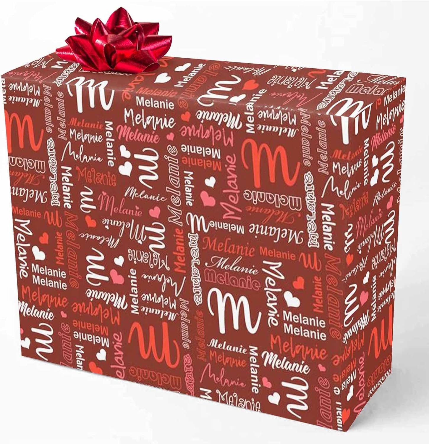 Amazon.com: MyPupSocks Custom Name Wrapping Paper, Initial Name Red ...