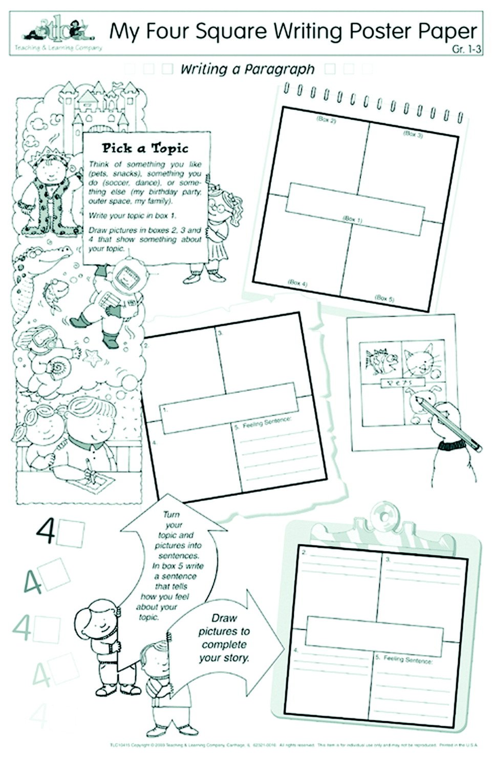 Four Square Writing Poster Paper Grades 1-3: Gould, Judy: 9781573104159 ...