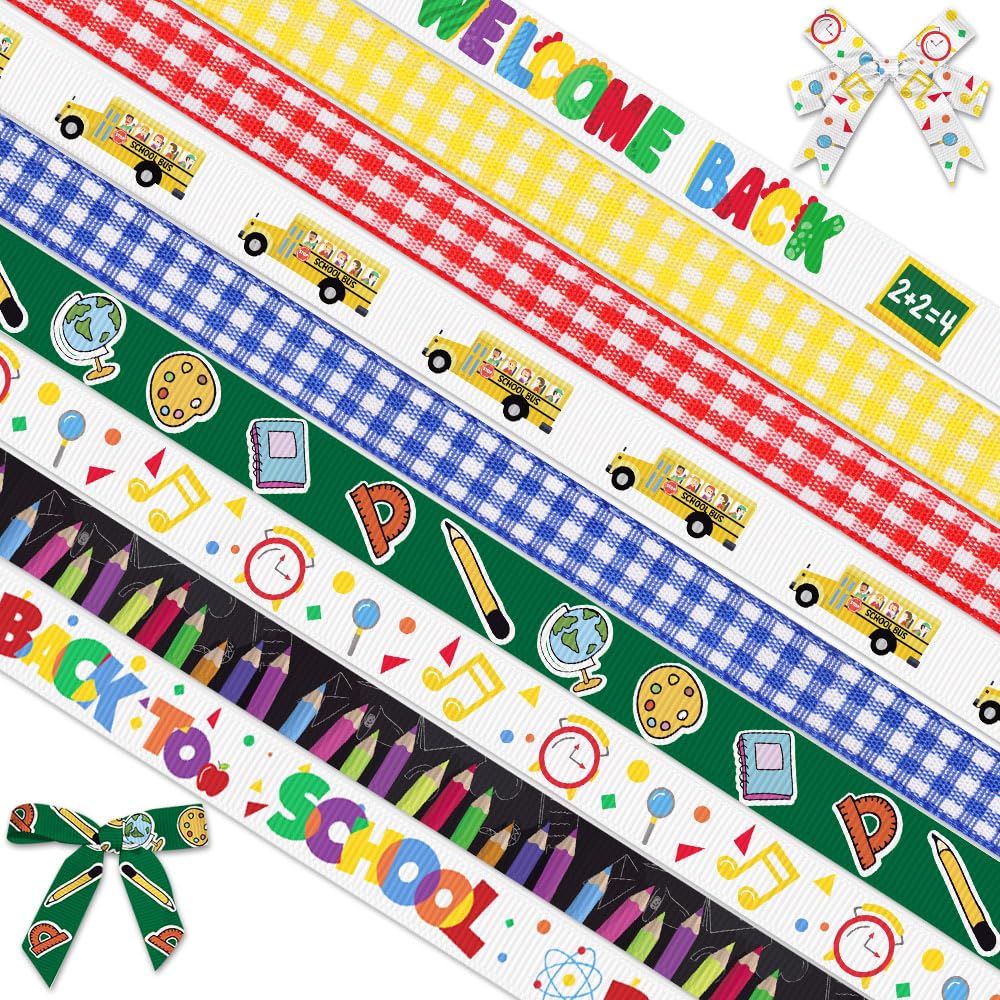 Amazon.com: 9 Rolls 27 Yards Back to School Ribbons, Welcome Back ...