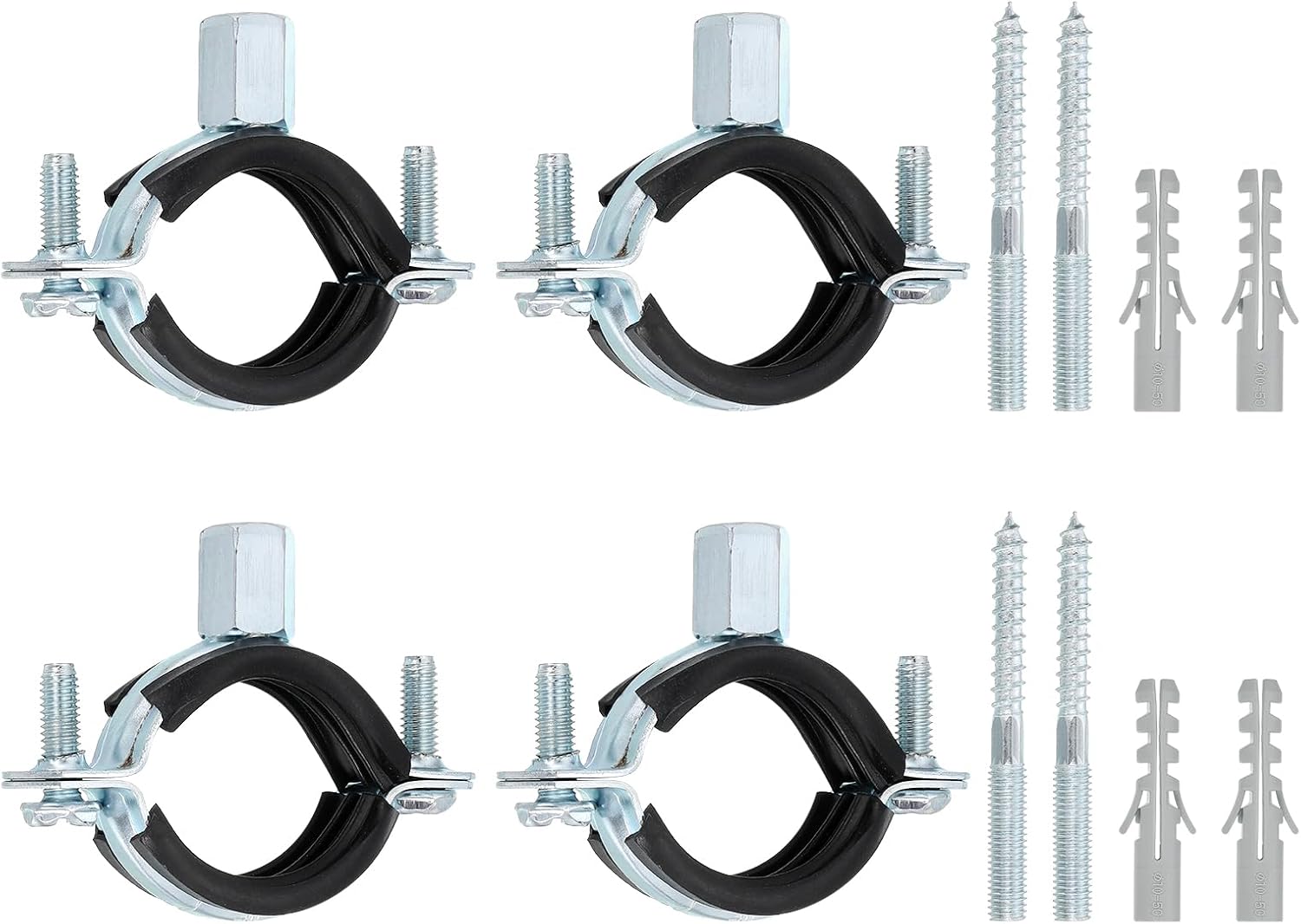 uxcell 4 Pcs Adjustable Pipe Bracket Clamp, 1-1/4"(32mm) Wall Ceiling ...