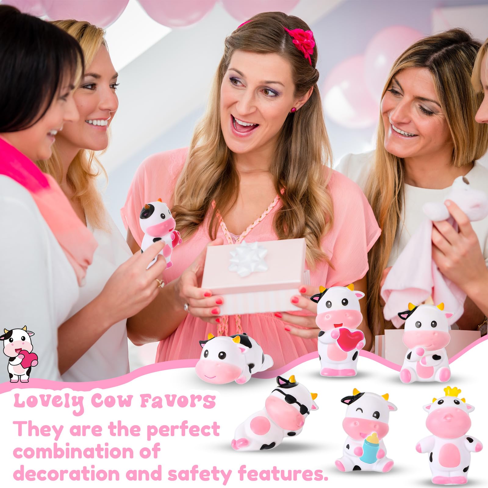 Snapklik.com : 24 Pcs Cute Rubber Cows Bulk Squeak Floating Cow For ...