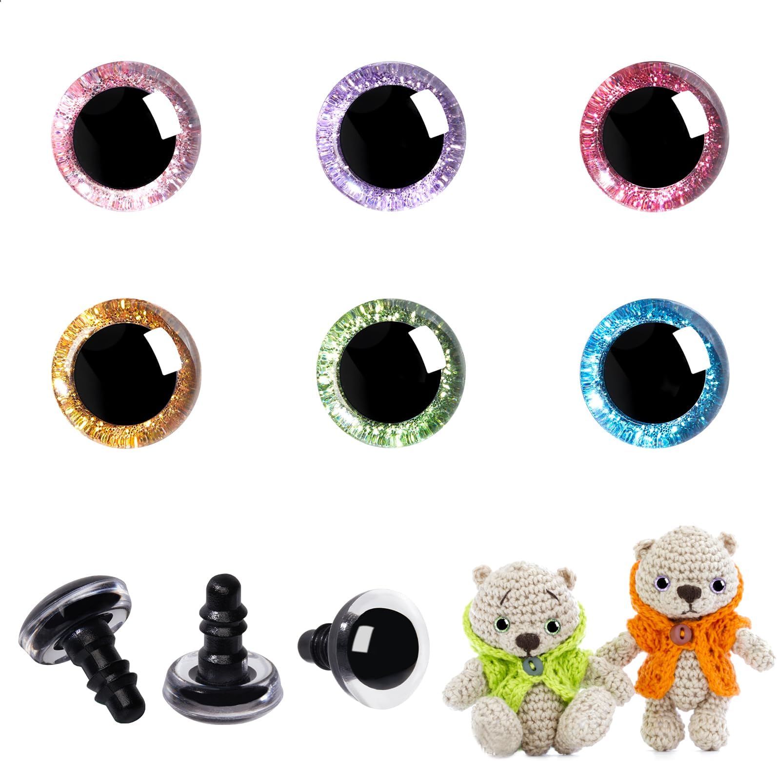 YNR 60Pcs 10-20mm Safety Eyes for Amigurumi Doll Making Safety Eyes for ...