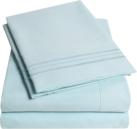 Amazon.com: 1500 Supreme Collection Queen Sheet Sets Light Blue- Luxury ...