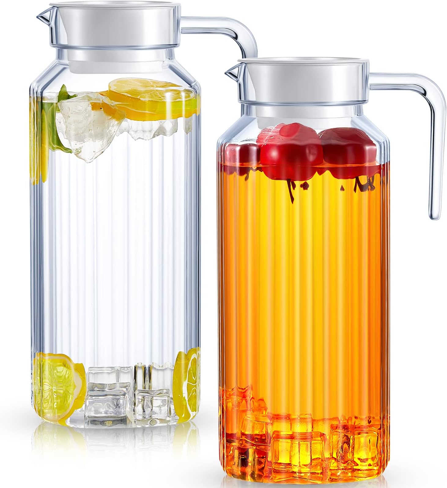 Amazon.com: Gejoy 4 Pieces 60 oz Glass Pitcher with Lid Fridge Pitcher ...