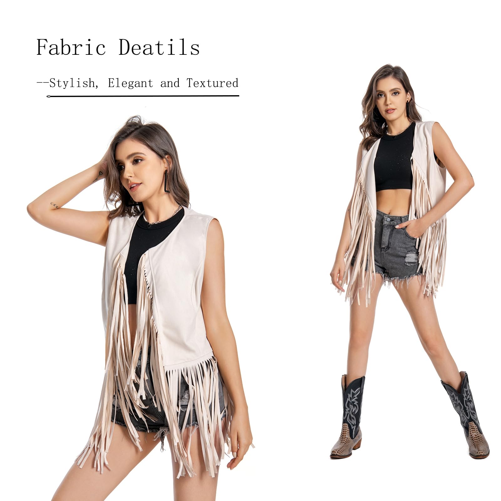 Snapklik.com : Fringe VestCowgirl Vest Tassel Sleeveless Hippie Vest ...