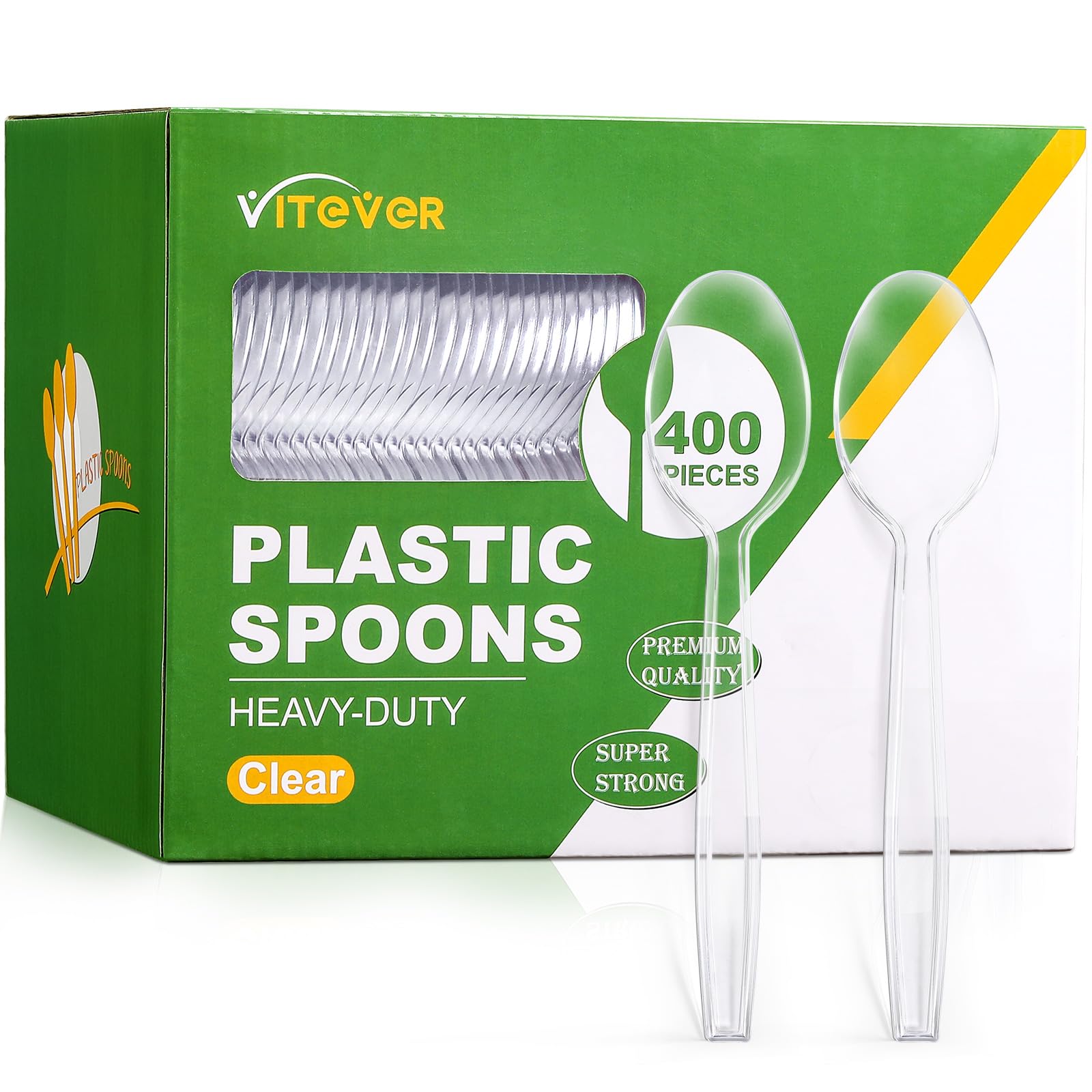 Amazon.com: [400 Count] Heavy Duty Plastic Spoons, Premium Disposable ...