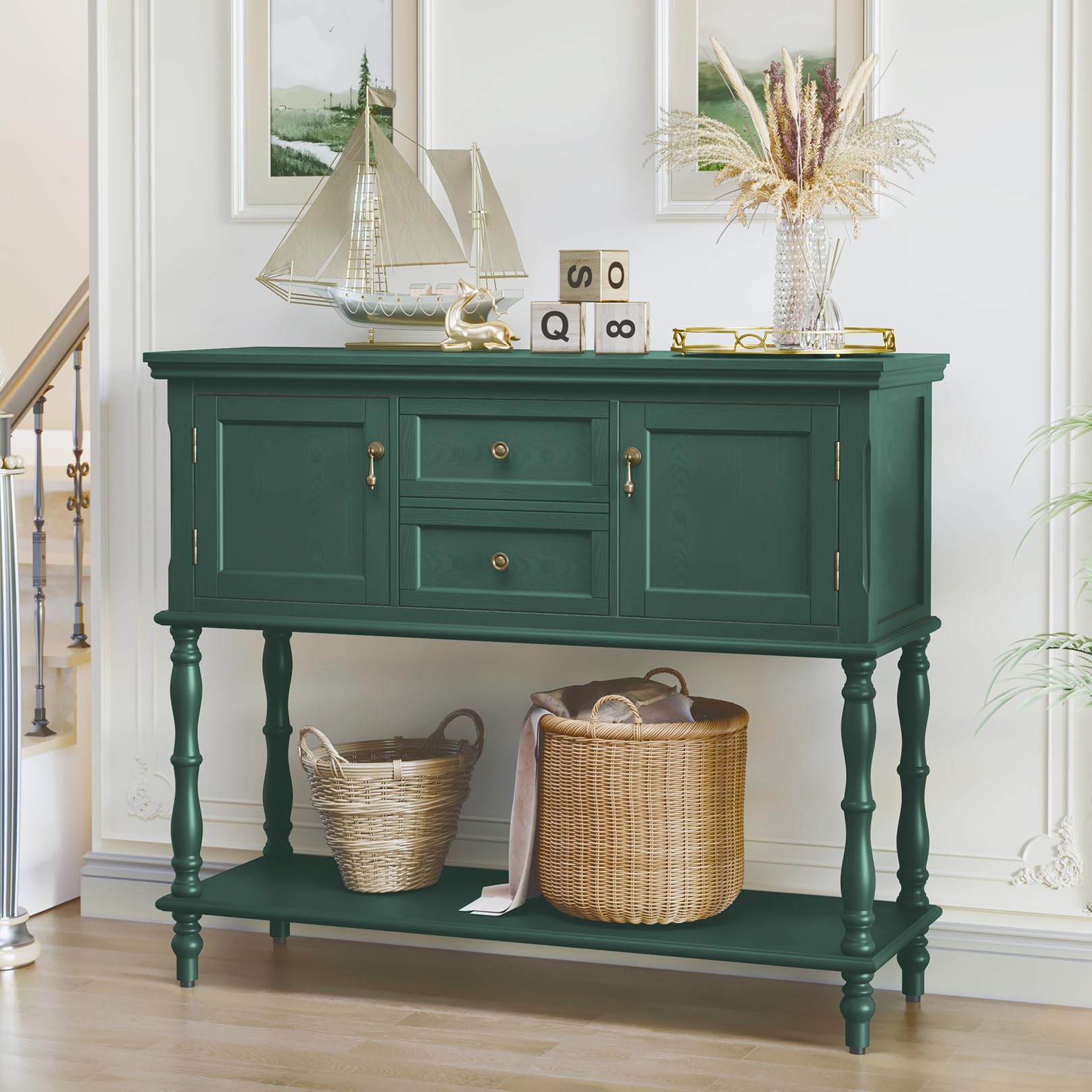 Florence white console table with 3 drawers and shelf : Amazon.co.uk ...