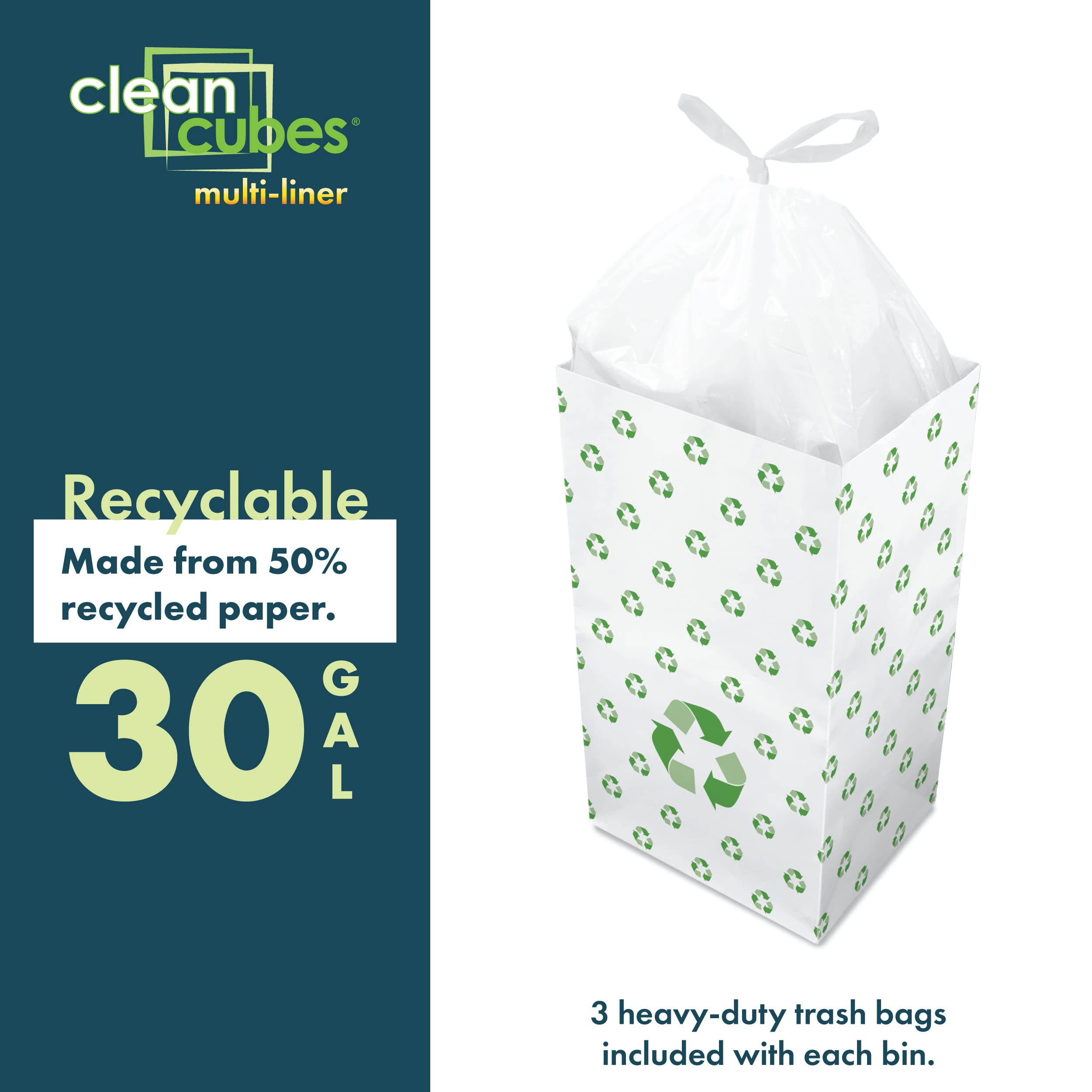 Snapklik.com : Clean Cubes 30 Gallon Multi-Liner Disposable Trash Cans