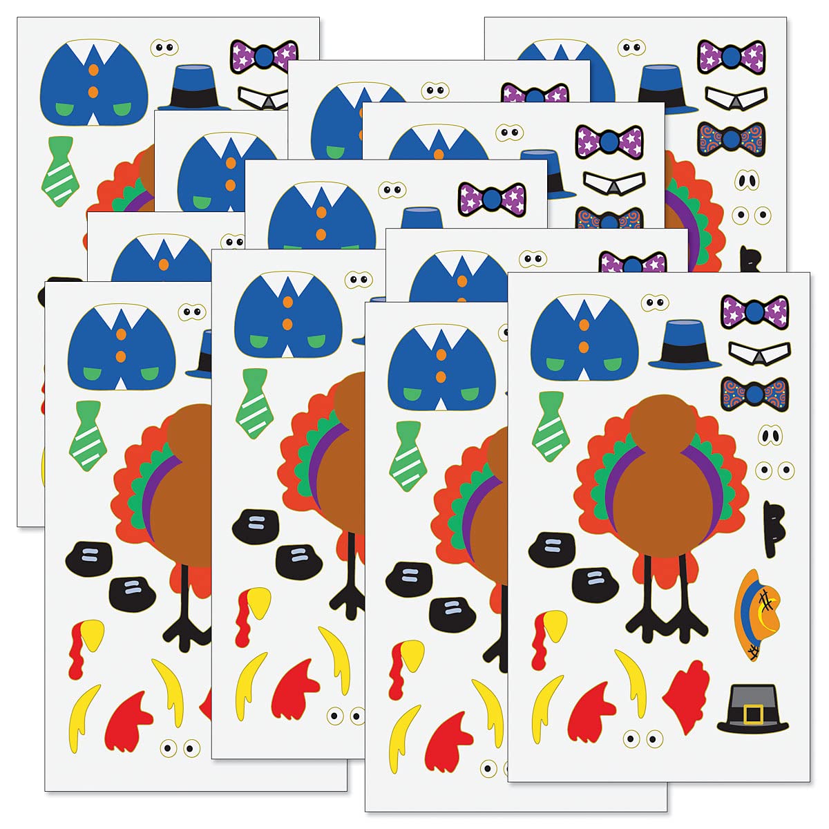 Snapklik.com : Make-A-Turkey Thanksgiving Sticker Sheets, Makes 12 ...