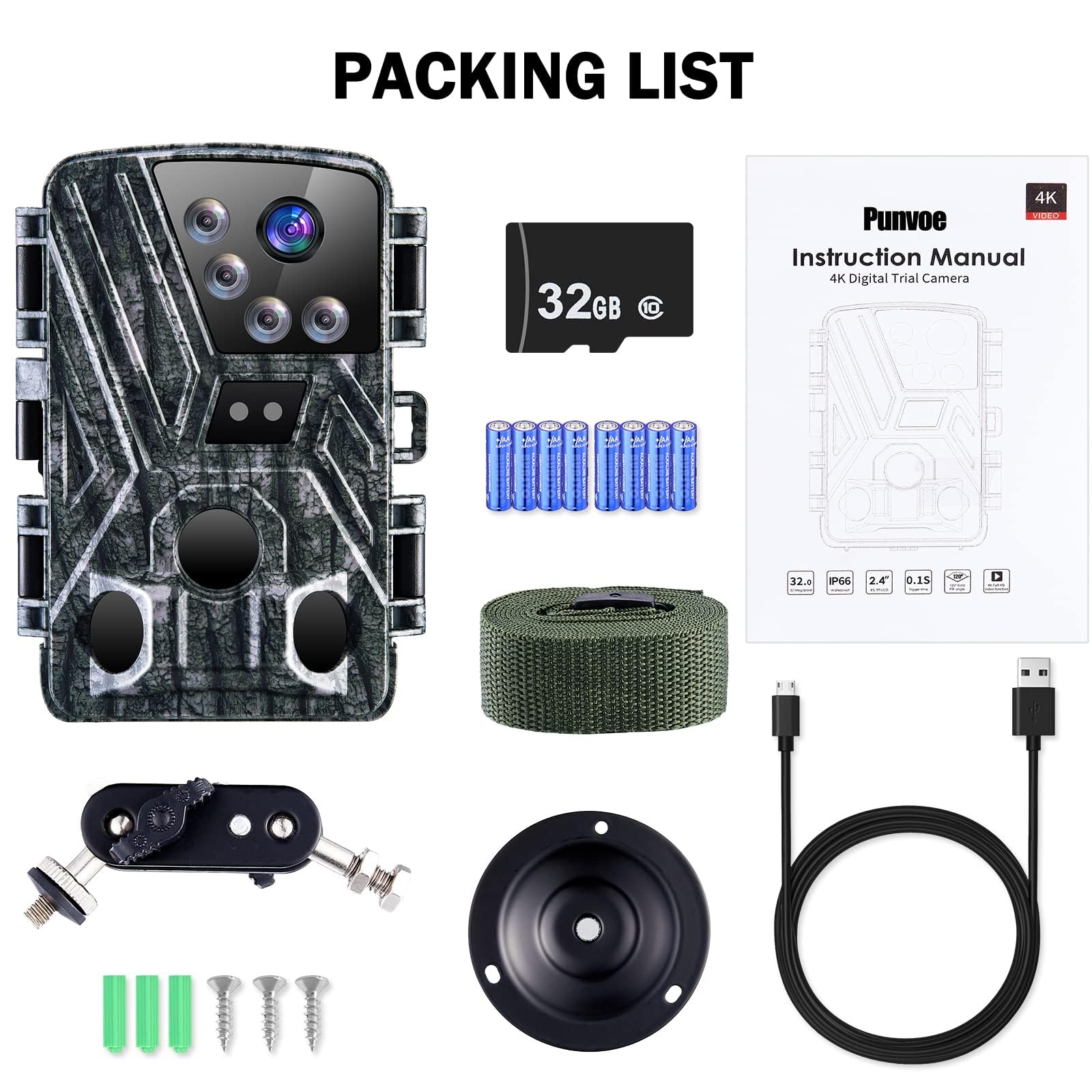 4K Trail Camera, 32MP Game Camera with No Glow Night Vision Motion ...