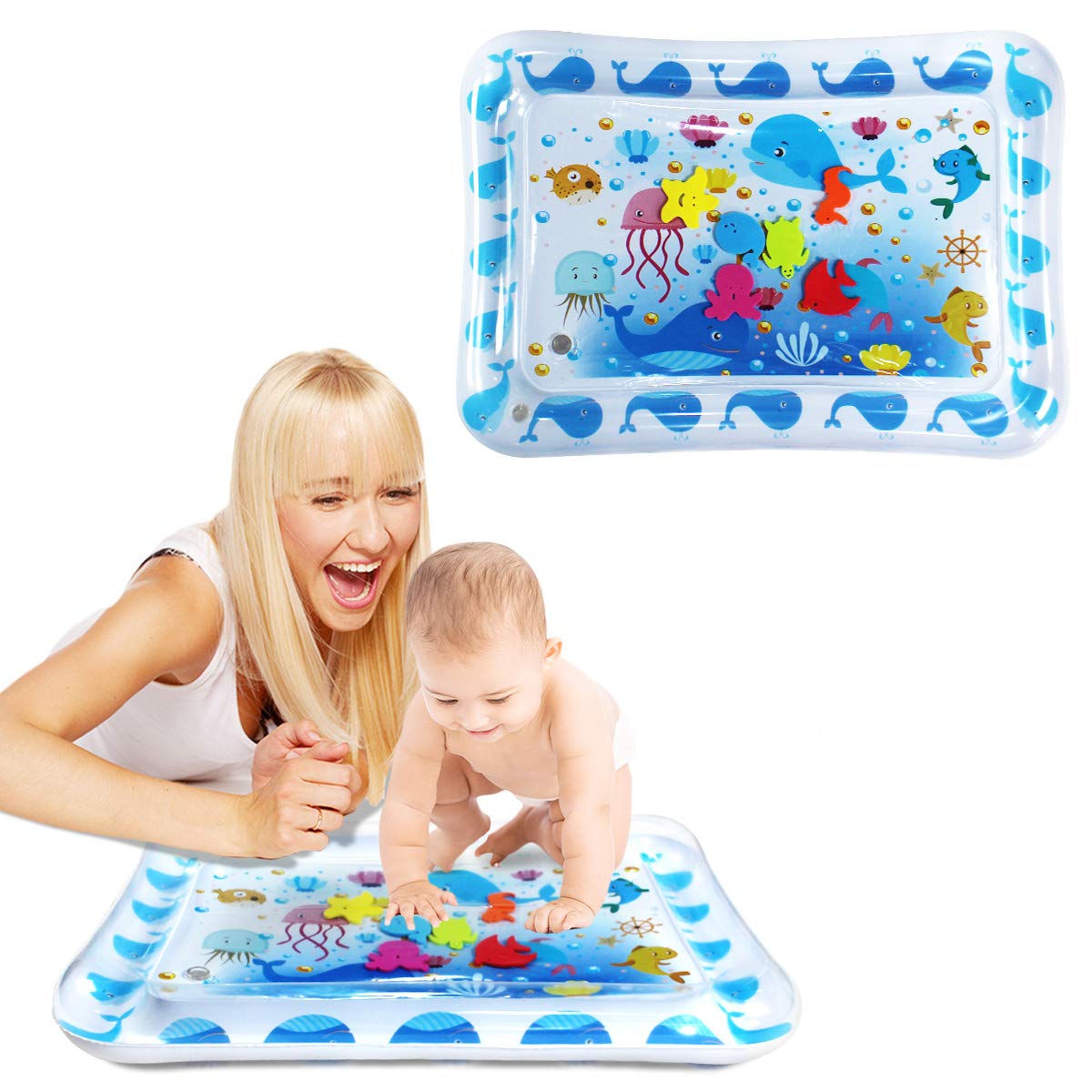 Amazon.com : SUNSHINEMALL Tummy Time Baby Mat Inflatable Play Mat,Tummy ...