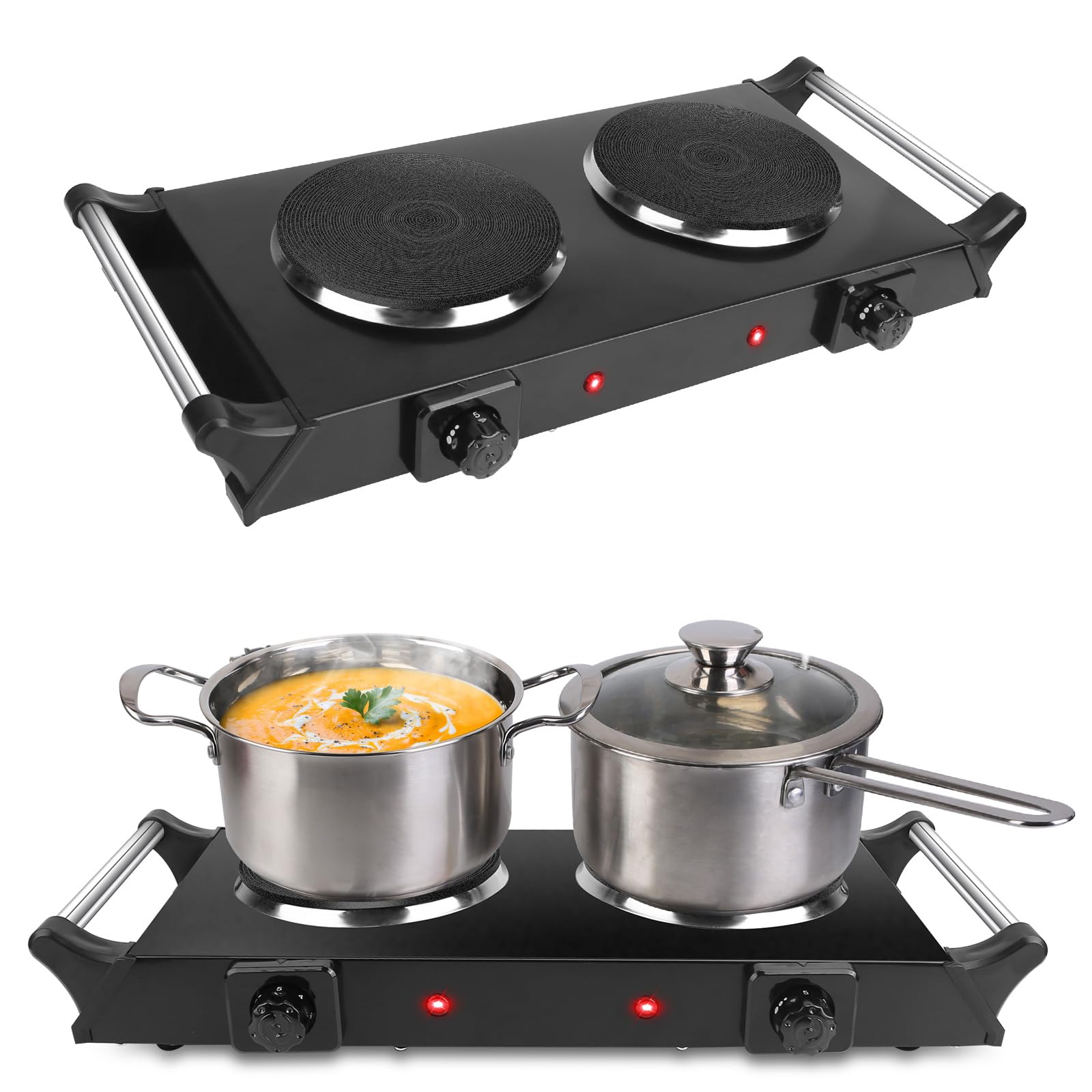 Amazon.com: 2000W Hot Plate,Portable Electric Stove Countertop Double ...