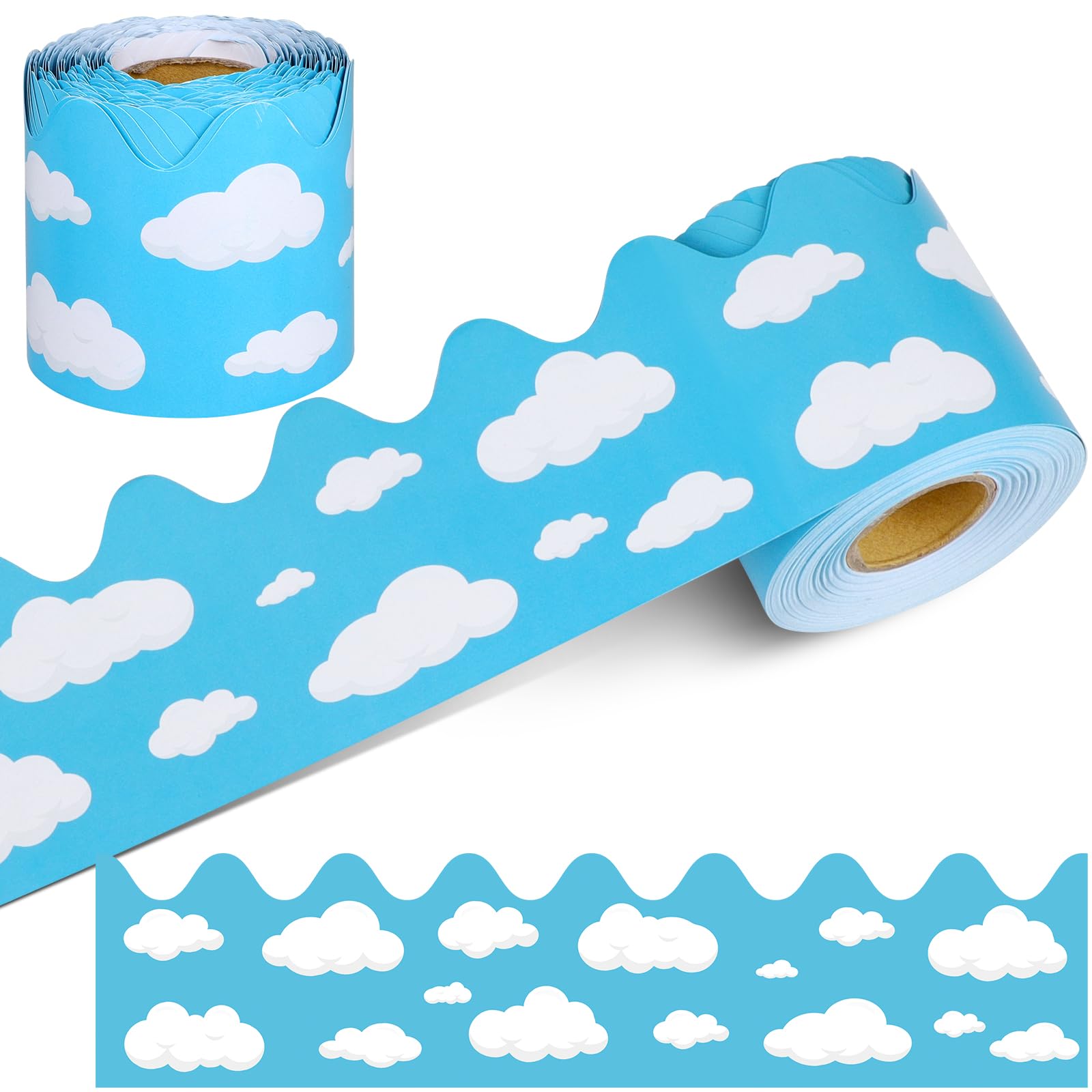 Buy Liengoron 65.6FT Bulletin Board Border Back to School Blue Sky ...