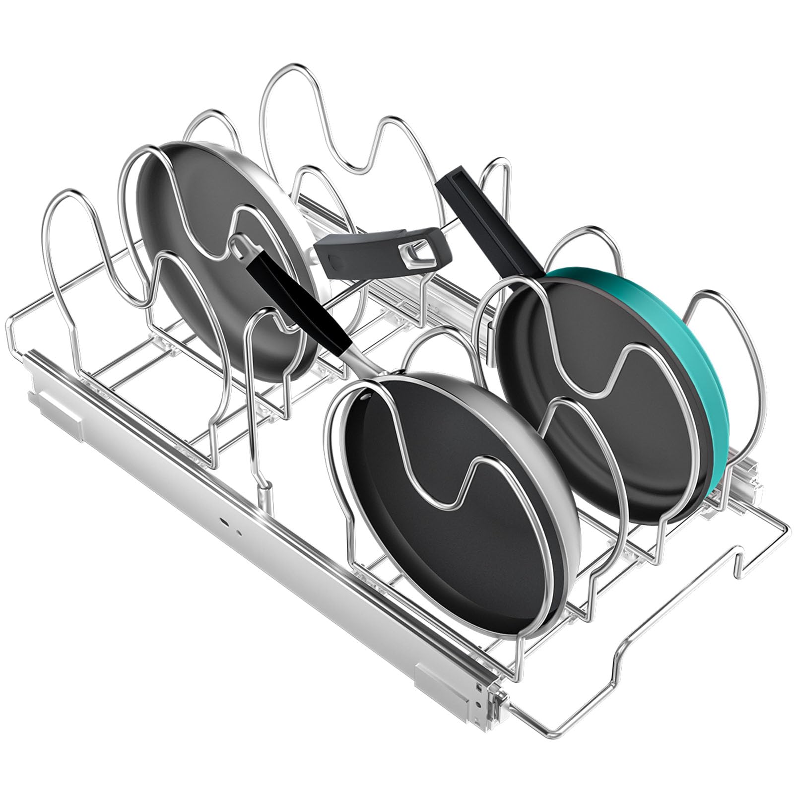 Amazon.com: Pull Out Pots and Pans Organizer for Cabinet, Adjustable ...