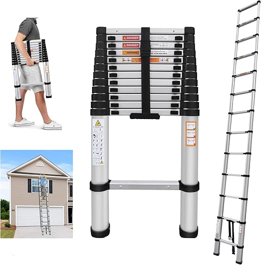 Telescoping Ladder 16 FT Extension Ladder Aluminum Collapsible Ladders ...