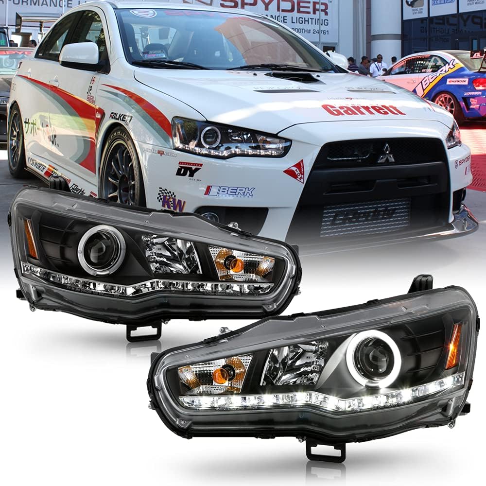 Amazon.com: ZMAUTOPARTS Halo LED DRL Projector Headlights Headlamps ...