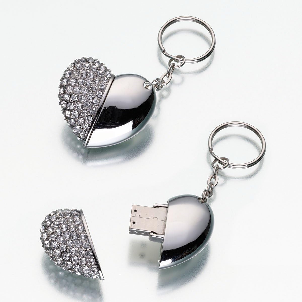 Amazon.com: Lillian Rose 1GB Rhinestone Heart USB Flash Drive Keychain ...