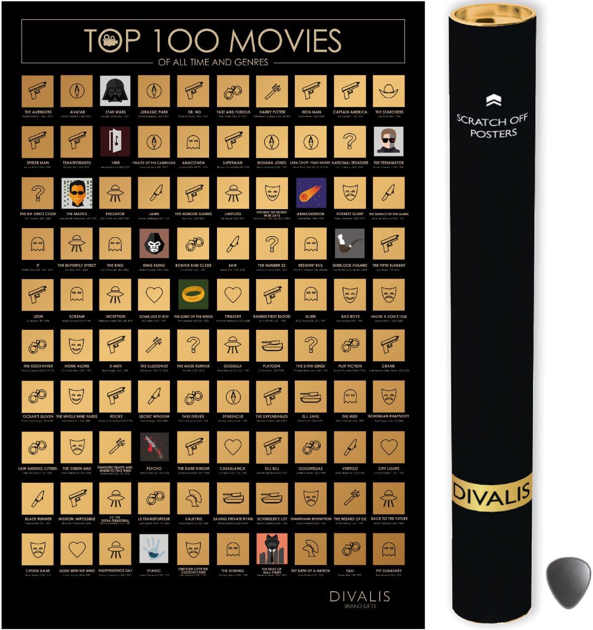 Amazon.de: Rubbel Poster der Top 100 Filme - Bucket List Plakat Filme ...