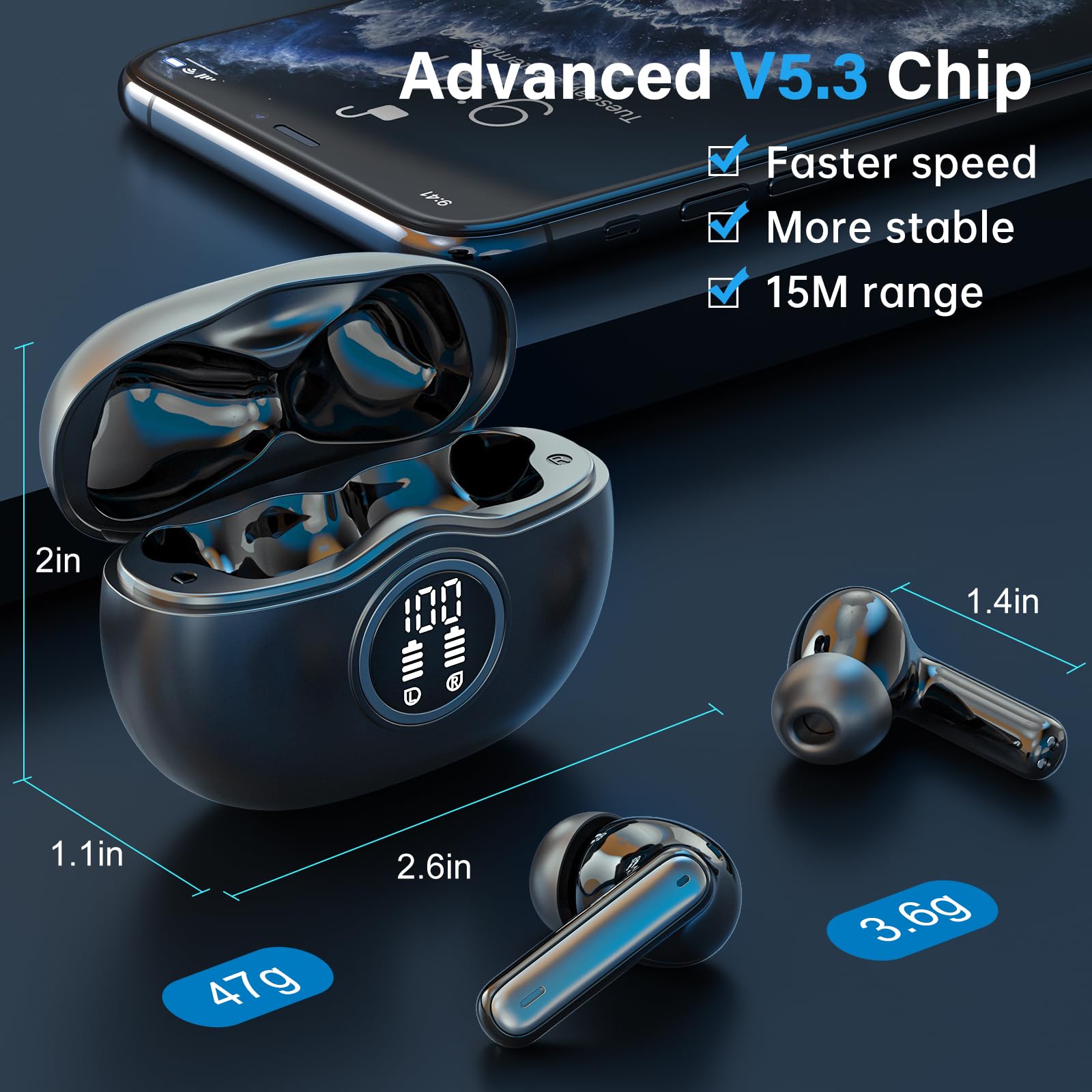 Snapklik.com : Wireless Headphones LED Display For Work