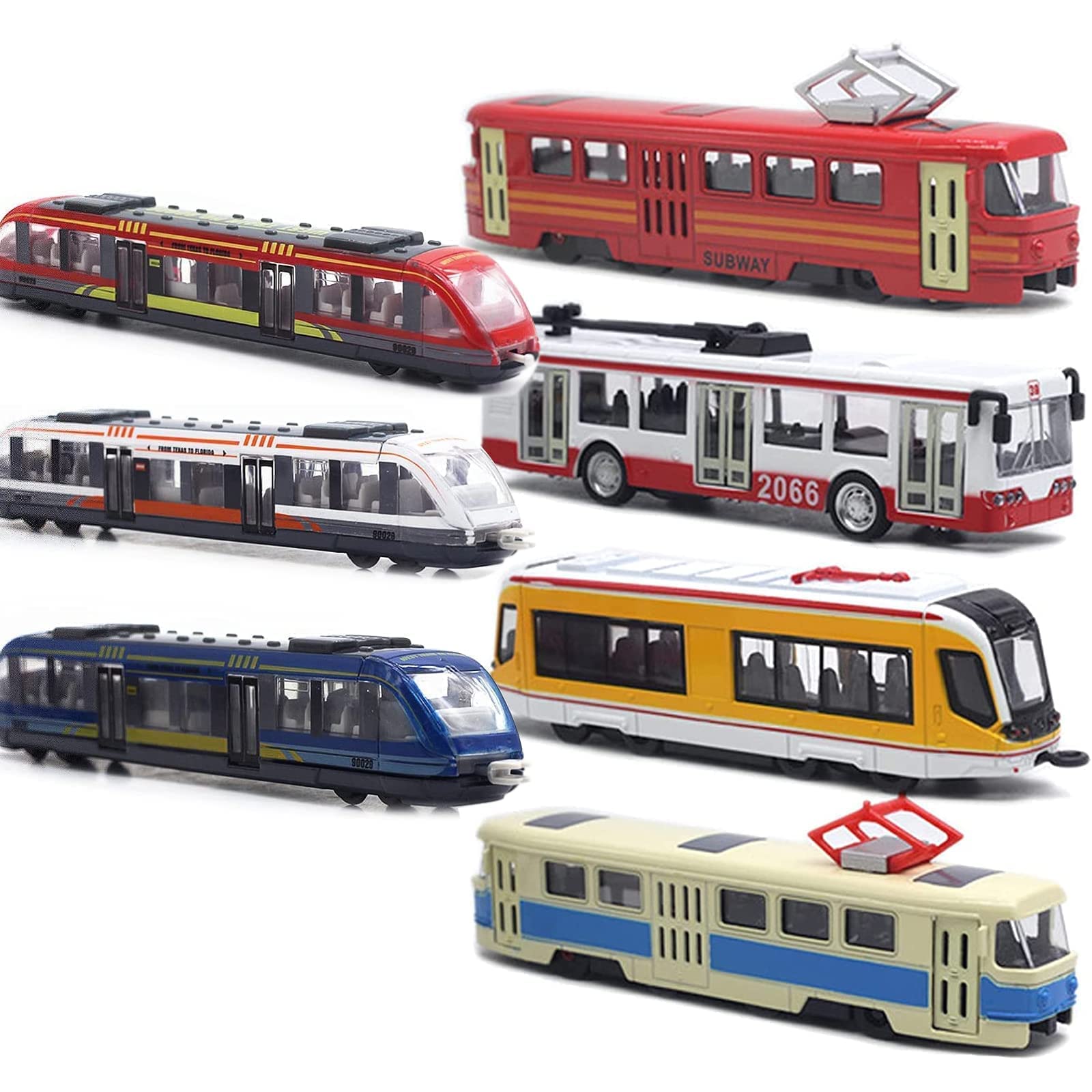 Buy OTONOPI Subway Toy Train Set 4 Pack and High Speed Train Set 3 Pack ...
