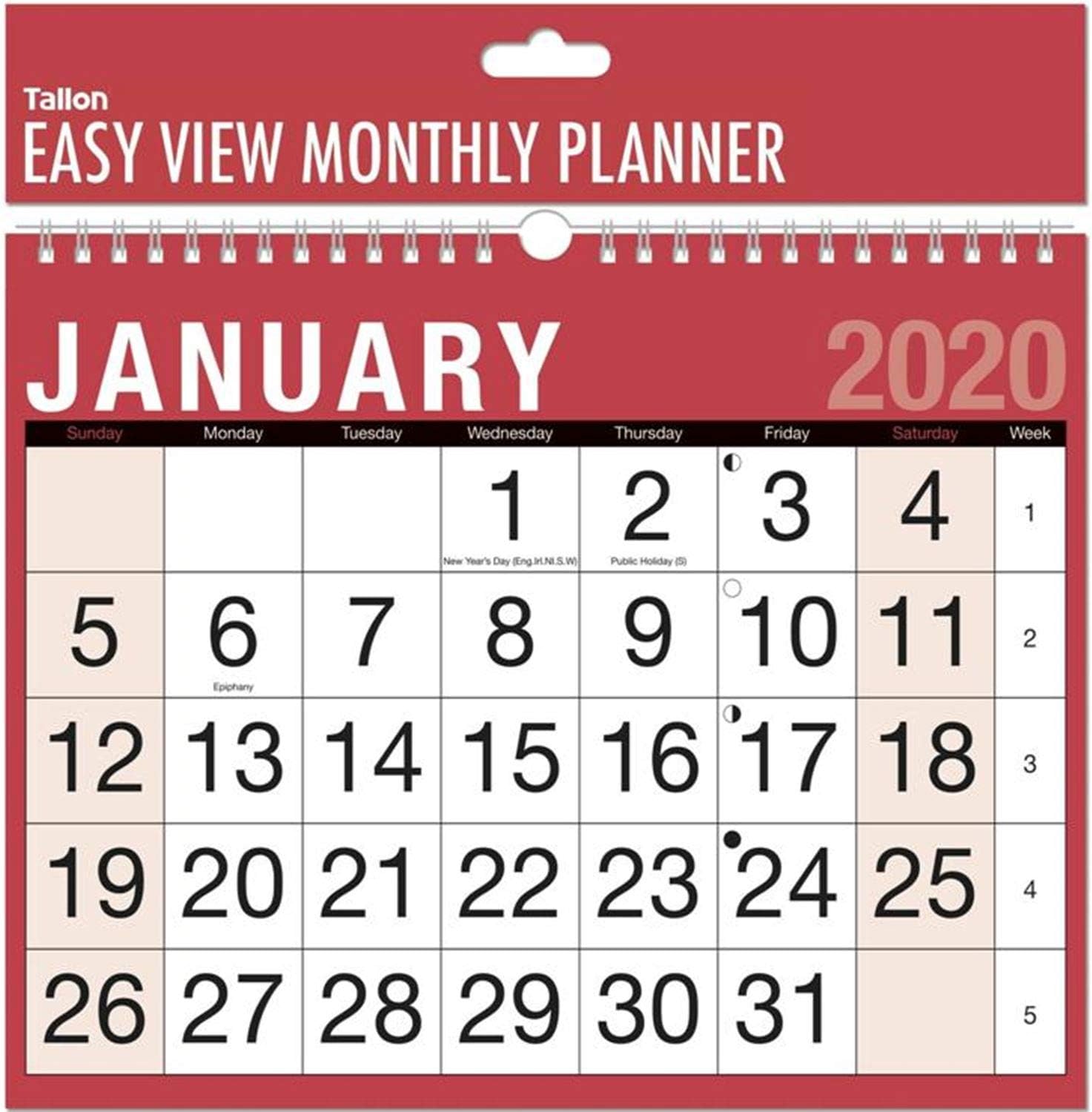 2020 A4 Easy Month To View Spiral Bound Wall Planner Calendar Landscape ...