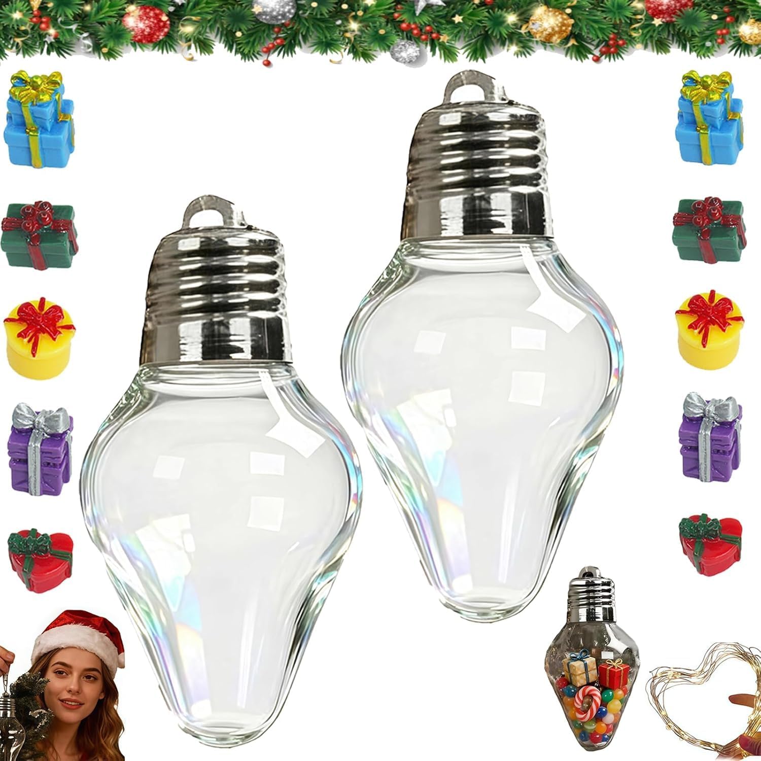 Amazon.com: Christmas Bulb Gift Jar, 2026 Large Clear Fillable Light ...