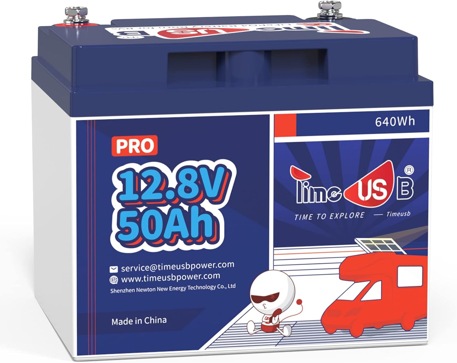 Timeusb 12.8V 50Ah Pro LiFePO4 Battery, 4000+ Cycles Times Battery with ...
